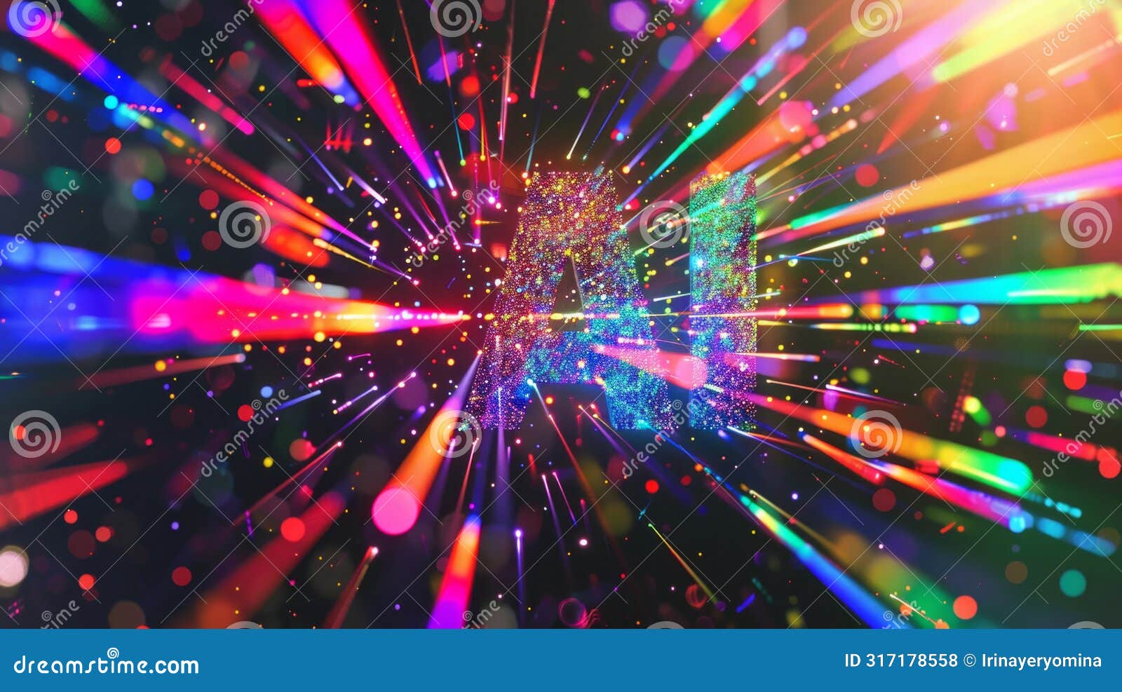 AI Artificial Intelligence Concept Art with Glittering Letters and ...