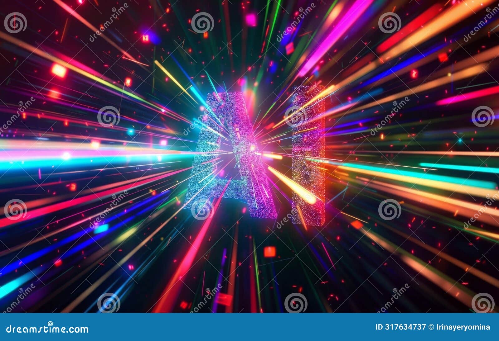 AI Artificial Intelligence Concept Art with Glittering Letters and ...