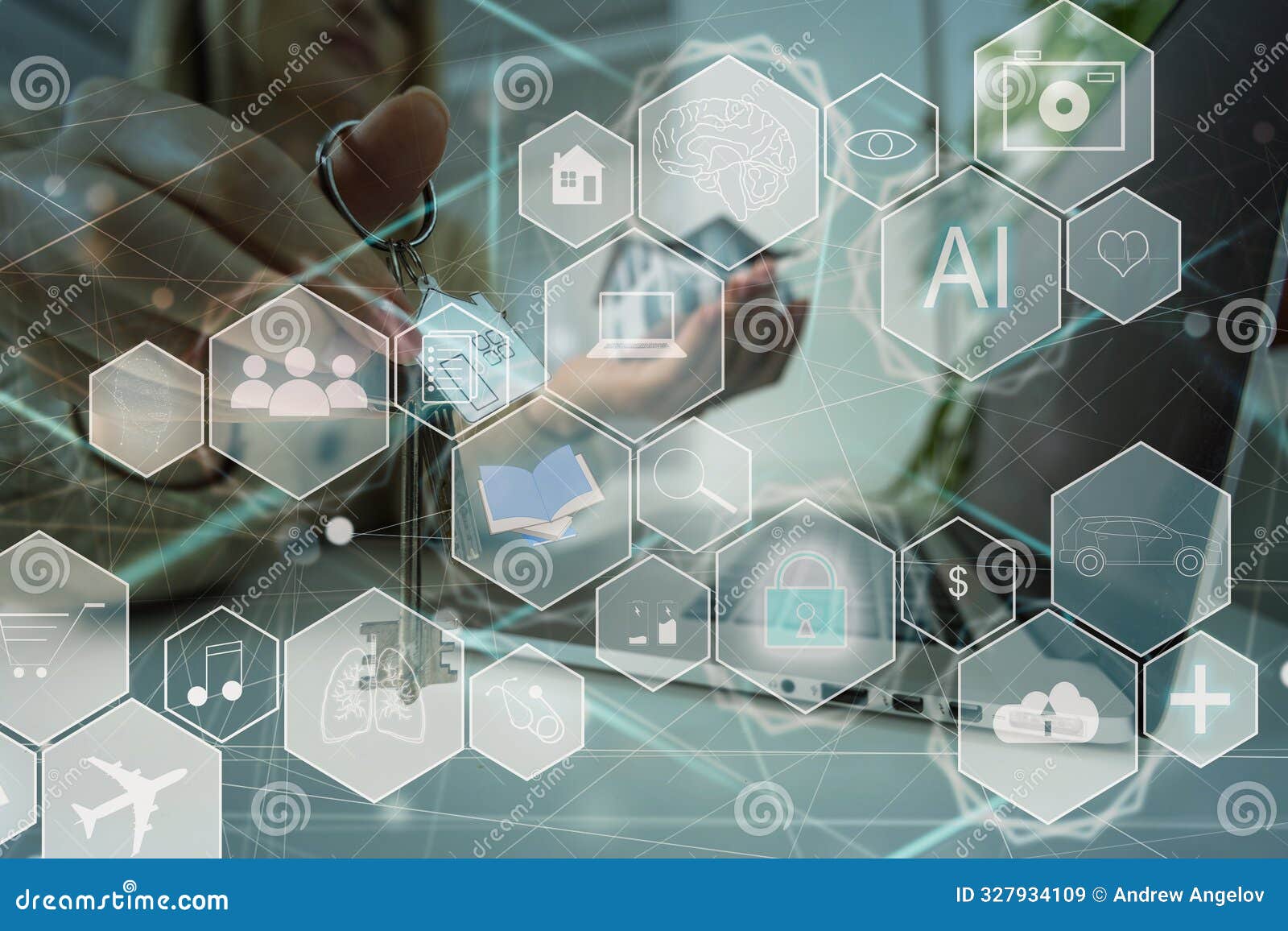 AI (Artificial Intelligence) Concept. Electronic Circuit. Communication ...