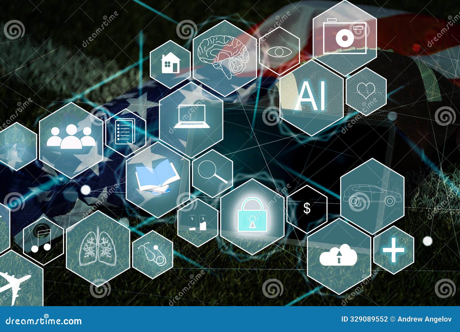 AI (Artificial Intelligence) Concept. Electronic Circuit. Communication ...