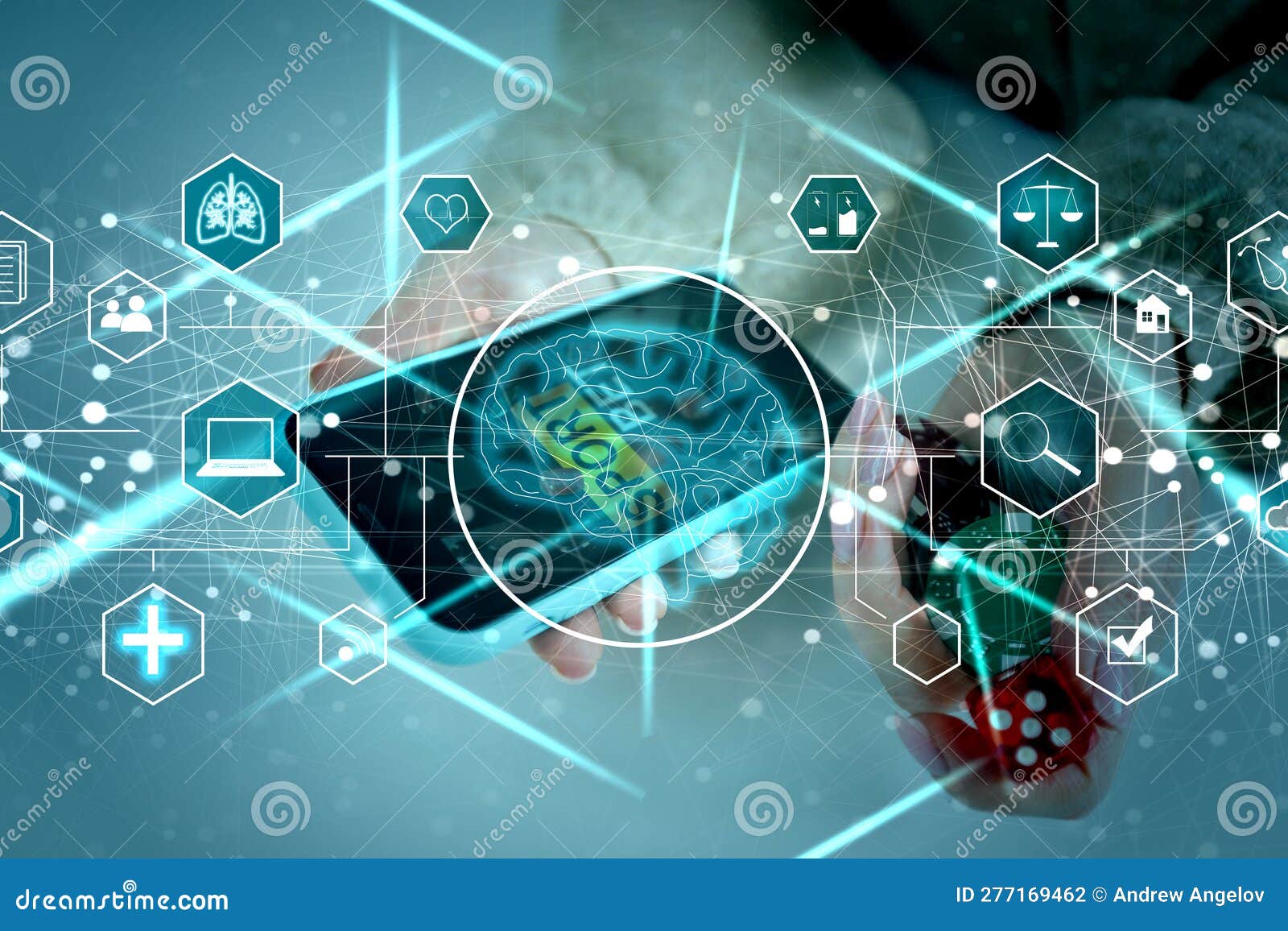 AI (Artificial Intelligence) Concept. Electronic Circuit. Communication ...