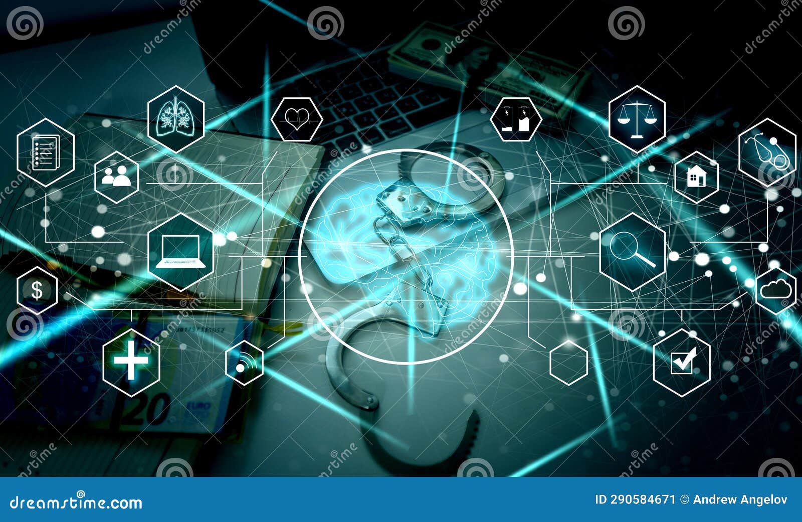 AI (Artificial Intelligence) Concept. Electronic Circuit. Communication ...