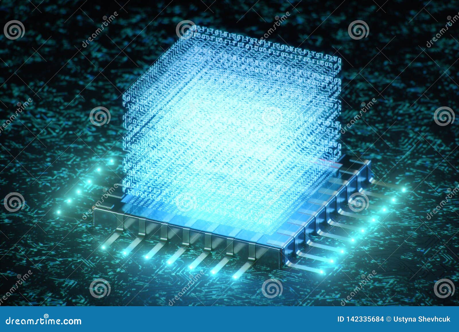 AI - Artificial Intelligence Concept. Hologram Above CPU. Machine ...