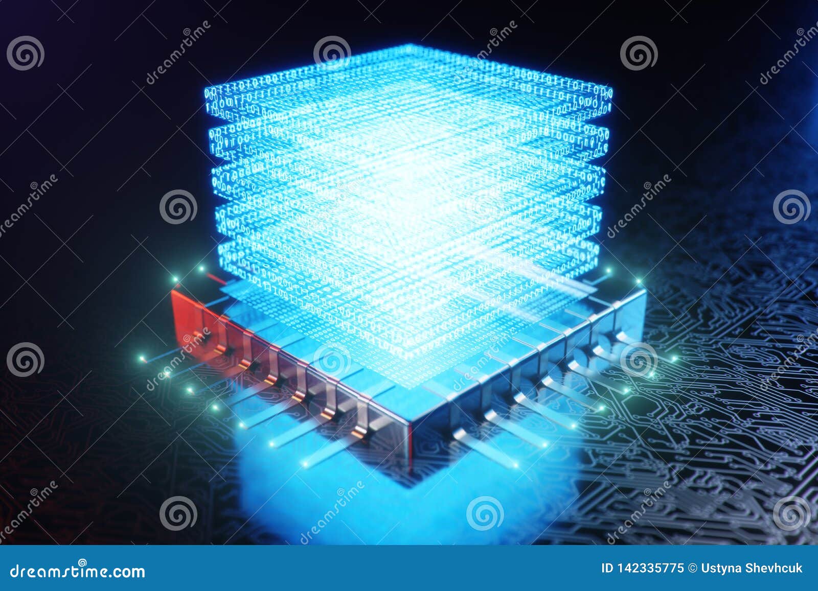 AI - Artificial Intelligence CPU Concept. Hologram Above CPU. Machine Learning Stock ...