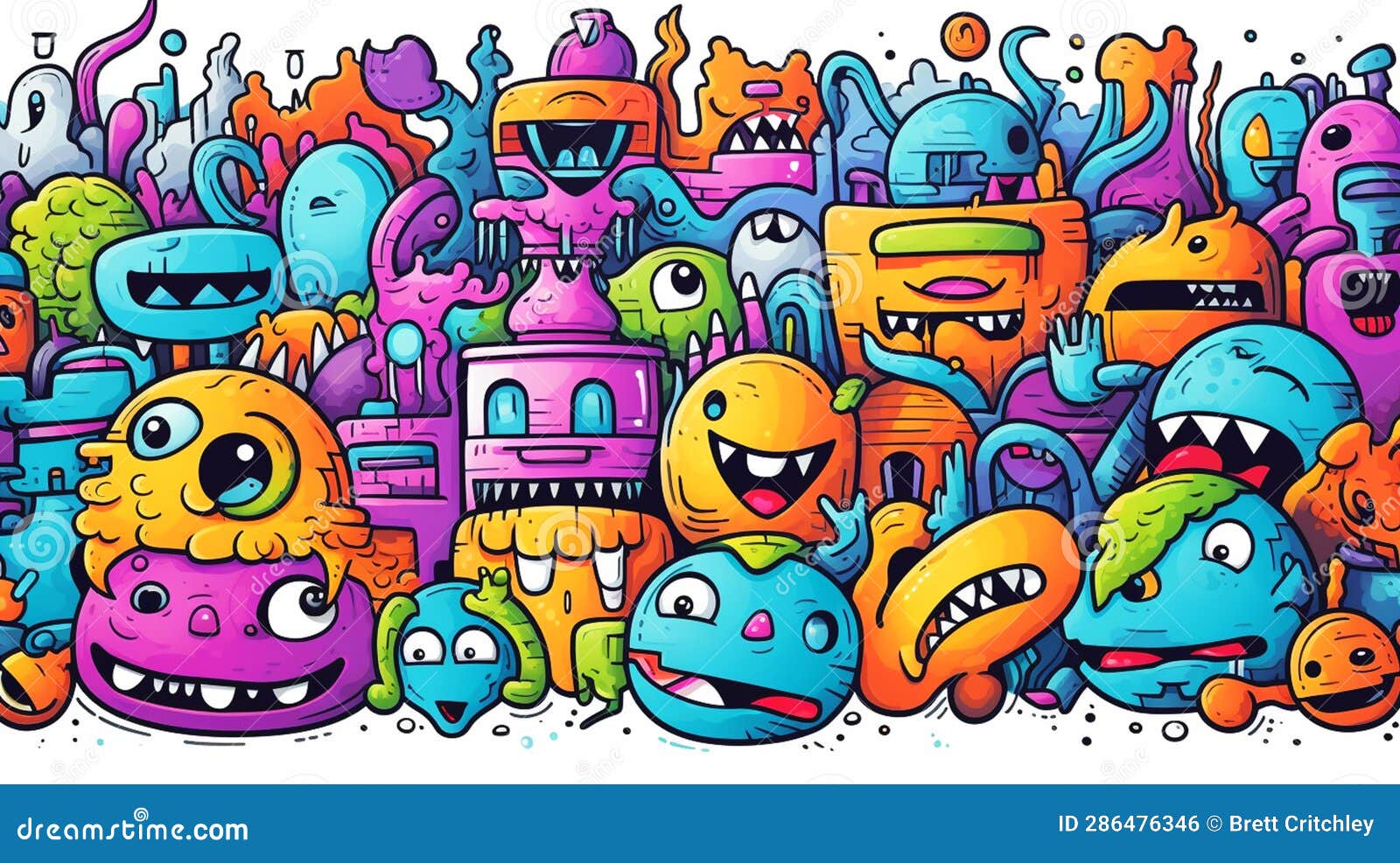 Ai Artificial Intelligence Created Childrens Colorful Doodle Art ...