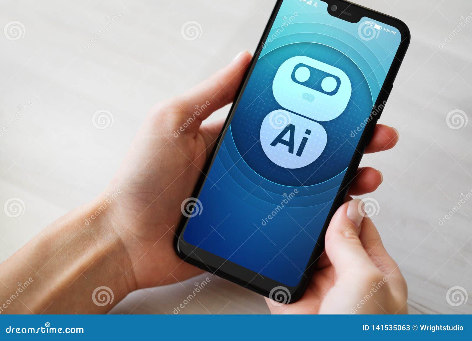 AI Artificial Intelligence Deep Machine Learning Concept. Robot Icon on ...