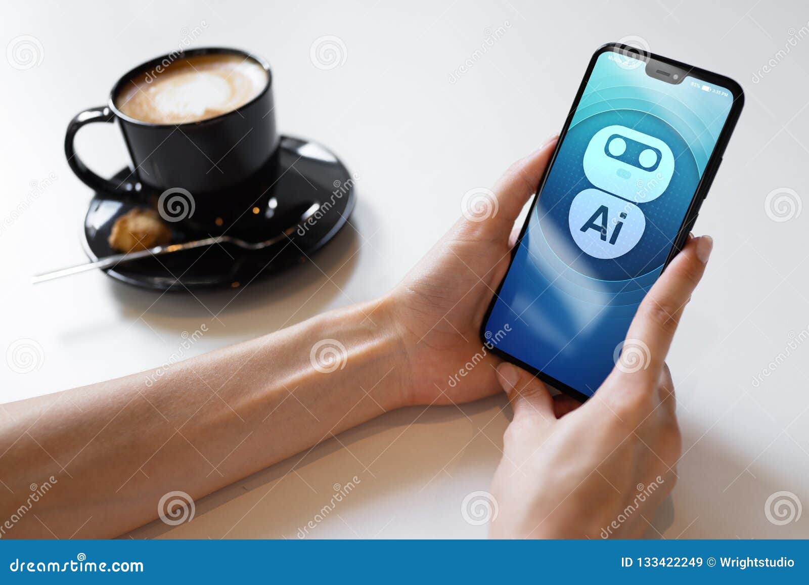 AI Artificial Intelligence Deep Machine Learning Concept. Robot Icon on ... AI Artificial Intelligence Deep Machine Learning Concept. Robot Icon on ...