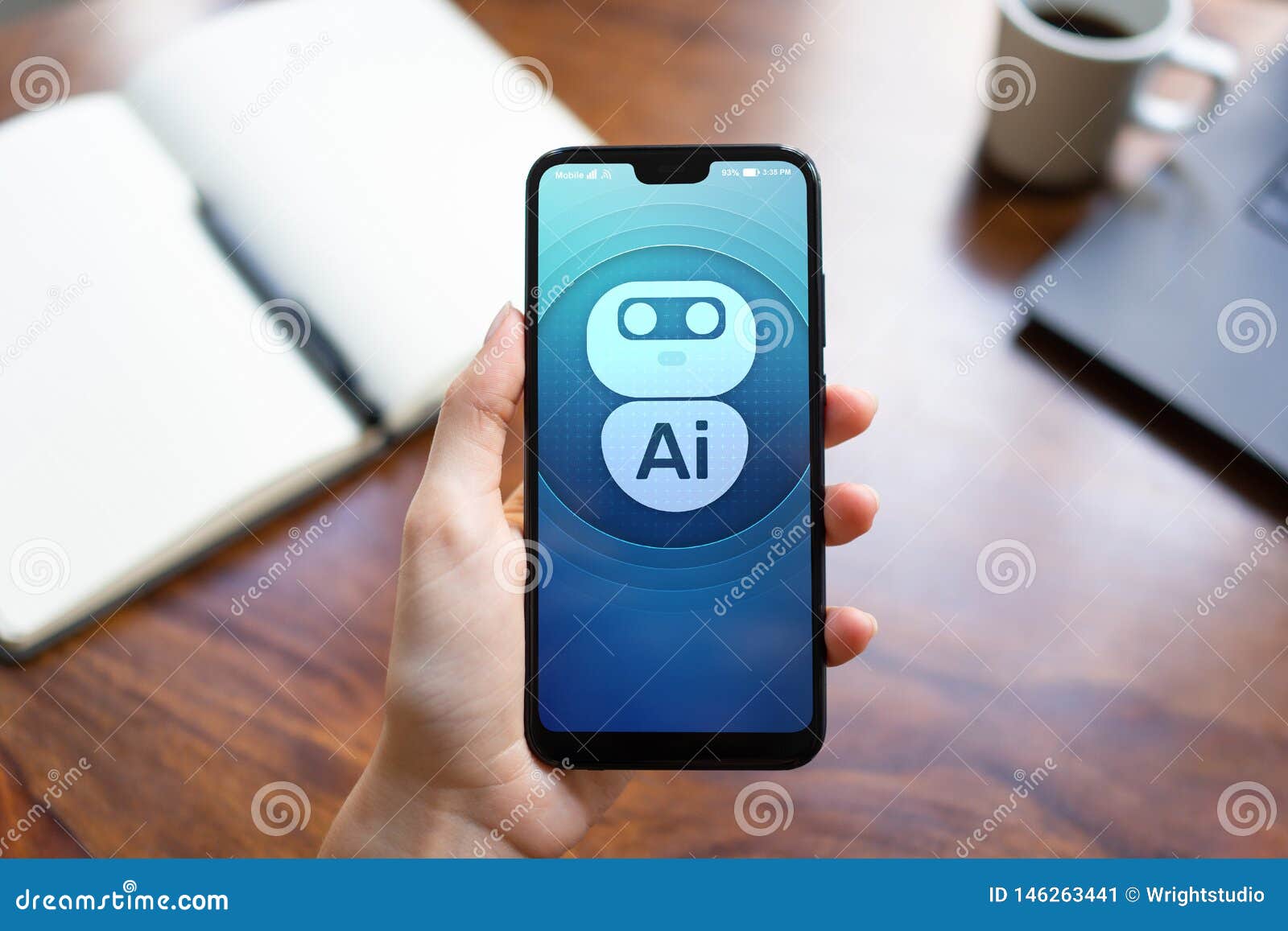 AI Artificial Intelligence Deep Machine Learning Concept. Robot Icon on ...