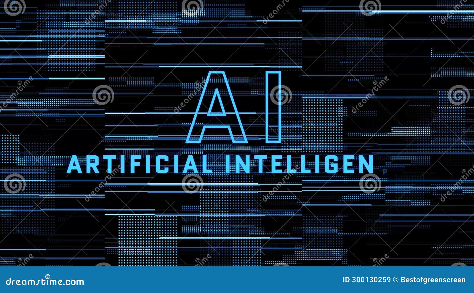 AI Artificial Intelligence on Digital Background Animation - Blue ...