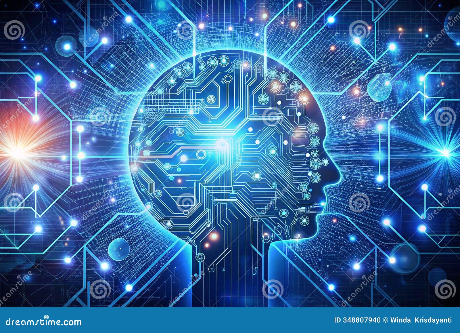 AI, Artificial Intelligence, Digital Brain Concept Stock Illustration ...
