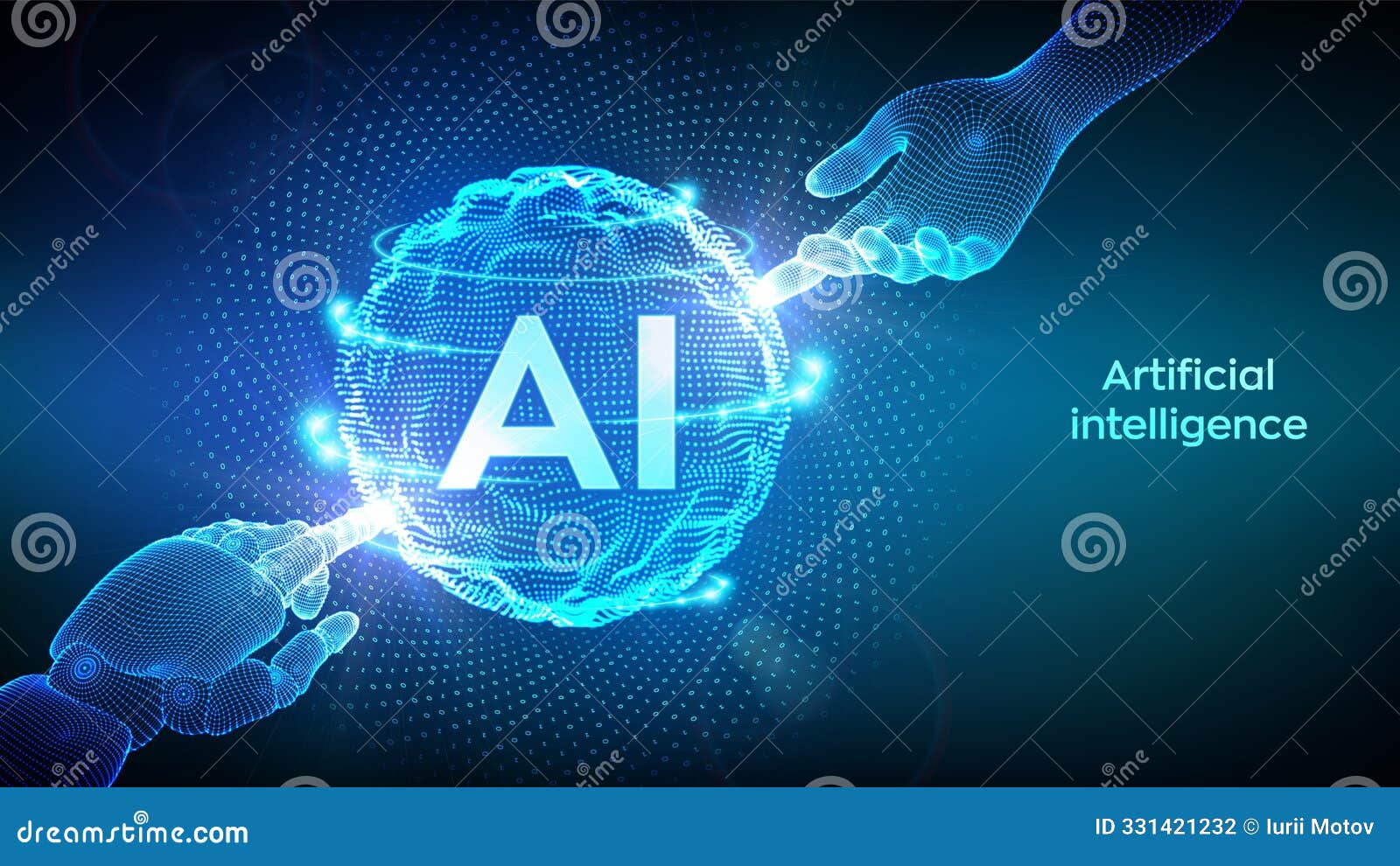 Ai Artificial Intelligence Hands Of Robot And Human Touching Sphere