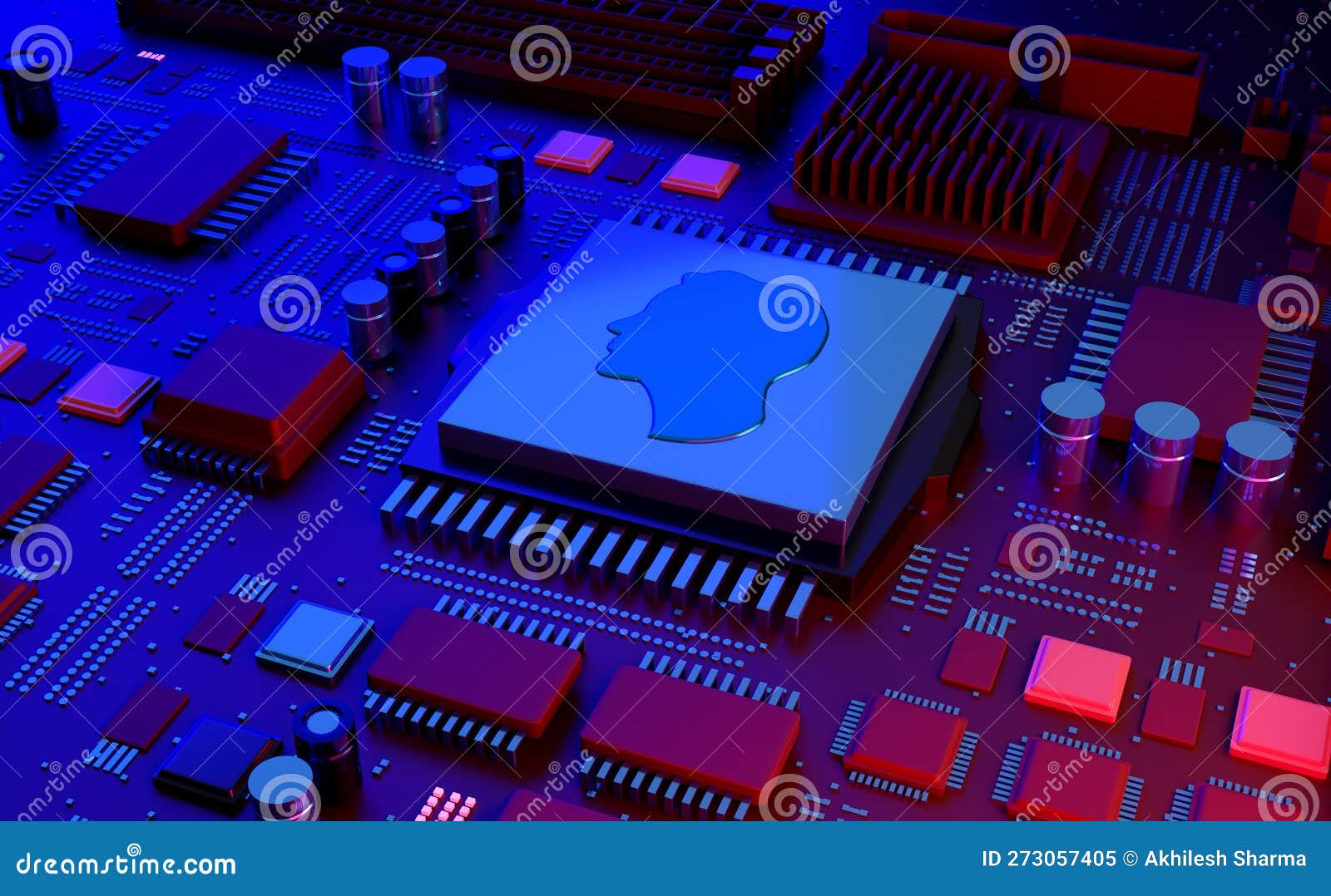 AI Artificial Intelligence Human Thinking Micro Processor Concept - 3D ...