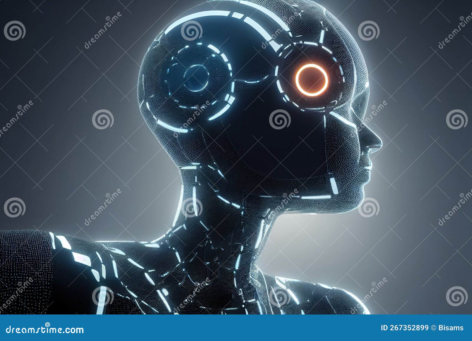 AI or Artificial Intelligence in Humanoid Head. Technology and Science ...