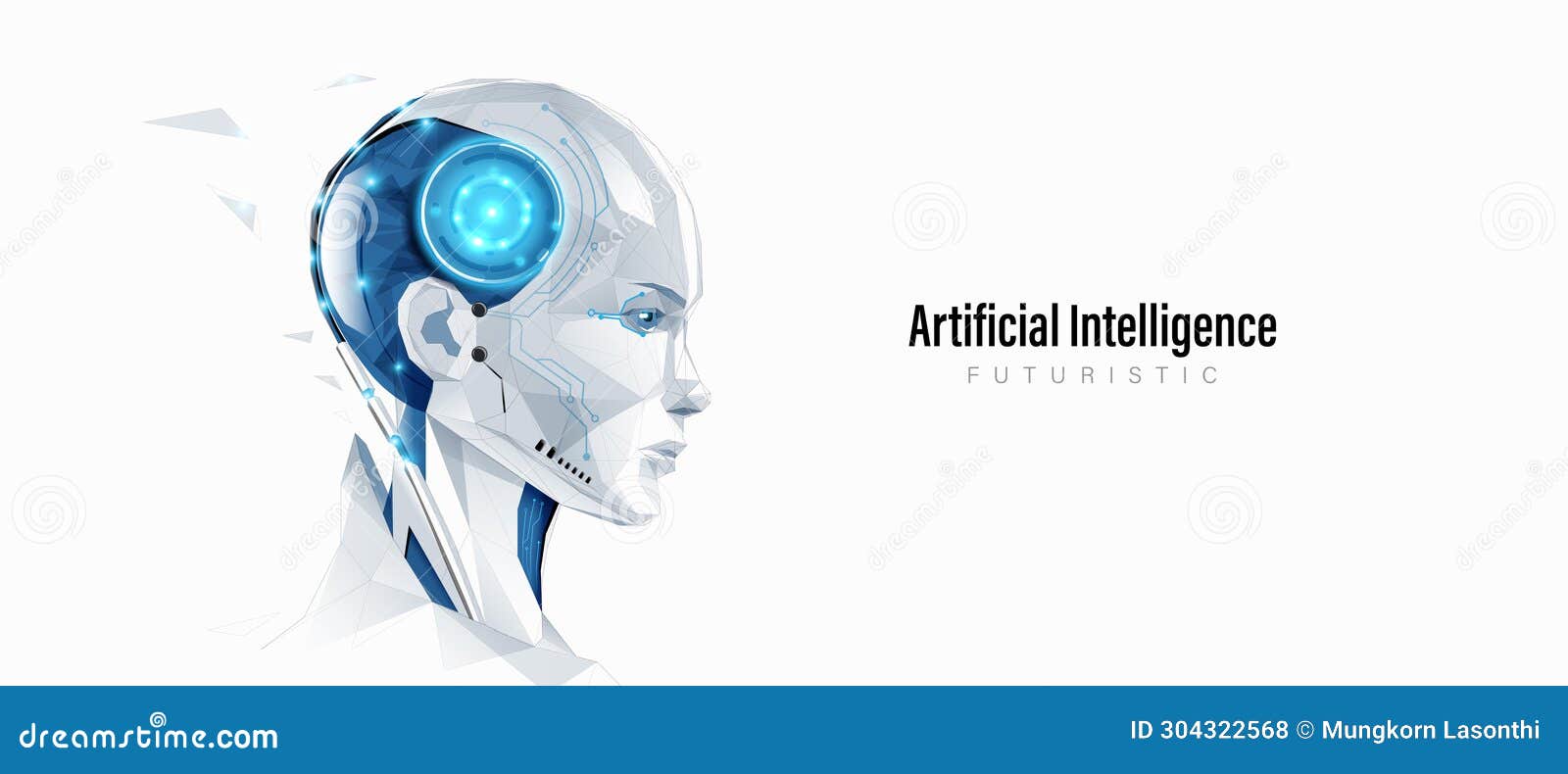 Ai Artificial Intelligence. Humanoid Robot. Futuristic Technology. Low ...