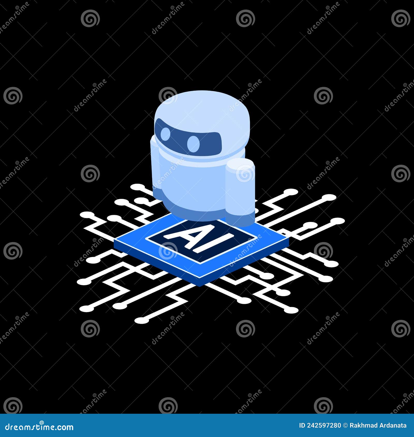 AI Artificial Intelligence Icon. Data Processing, Circuit Networking ...