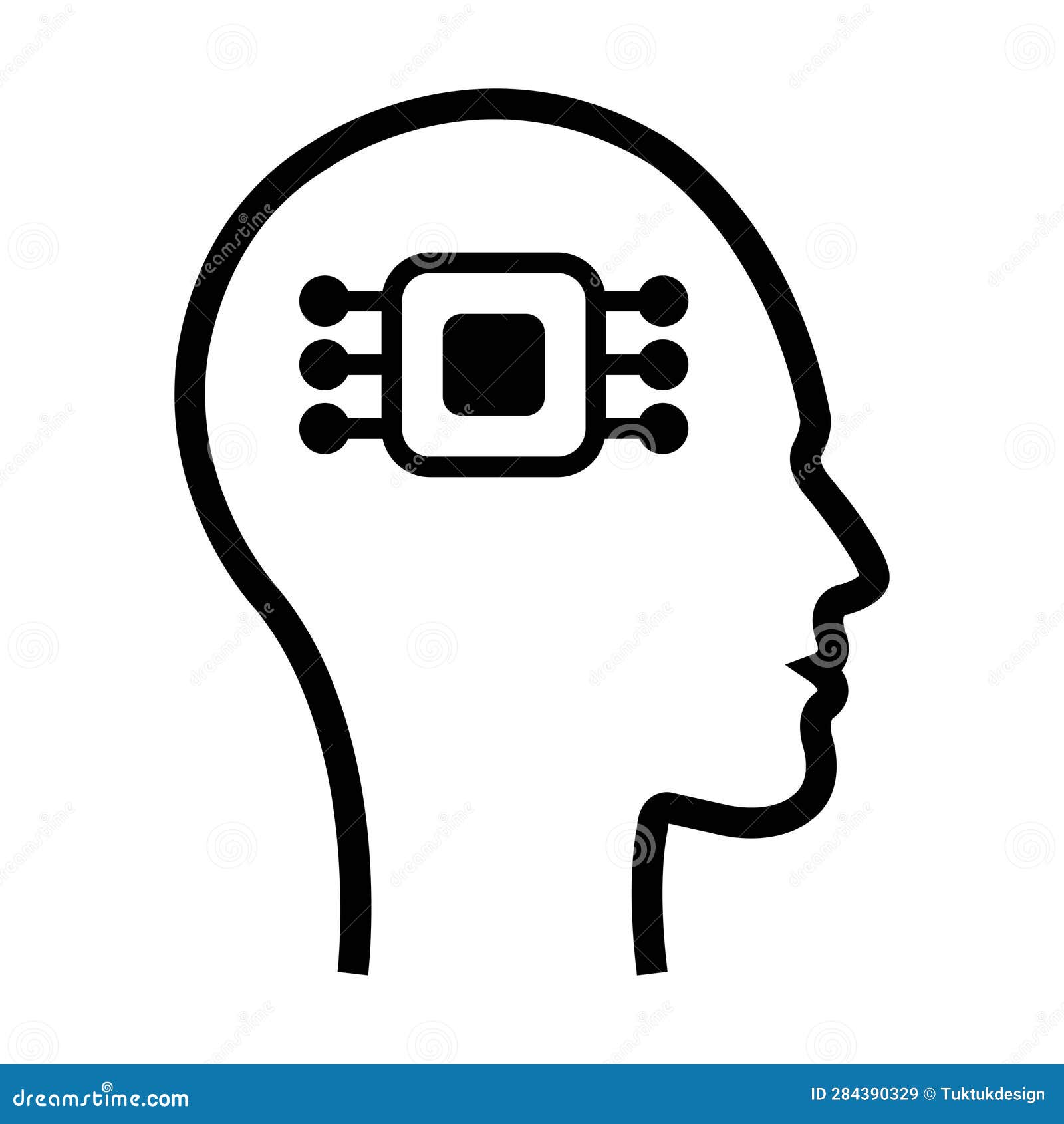 Ai Artificial Intelligence Icon Of Human Face With A Digital Chip On Brain For Computer And