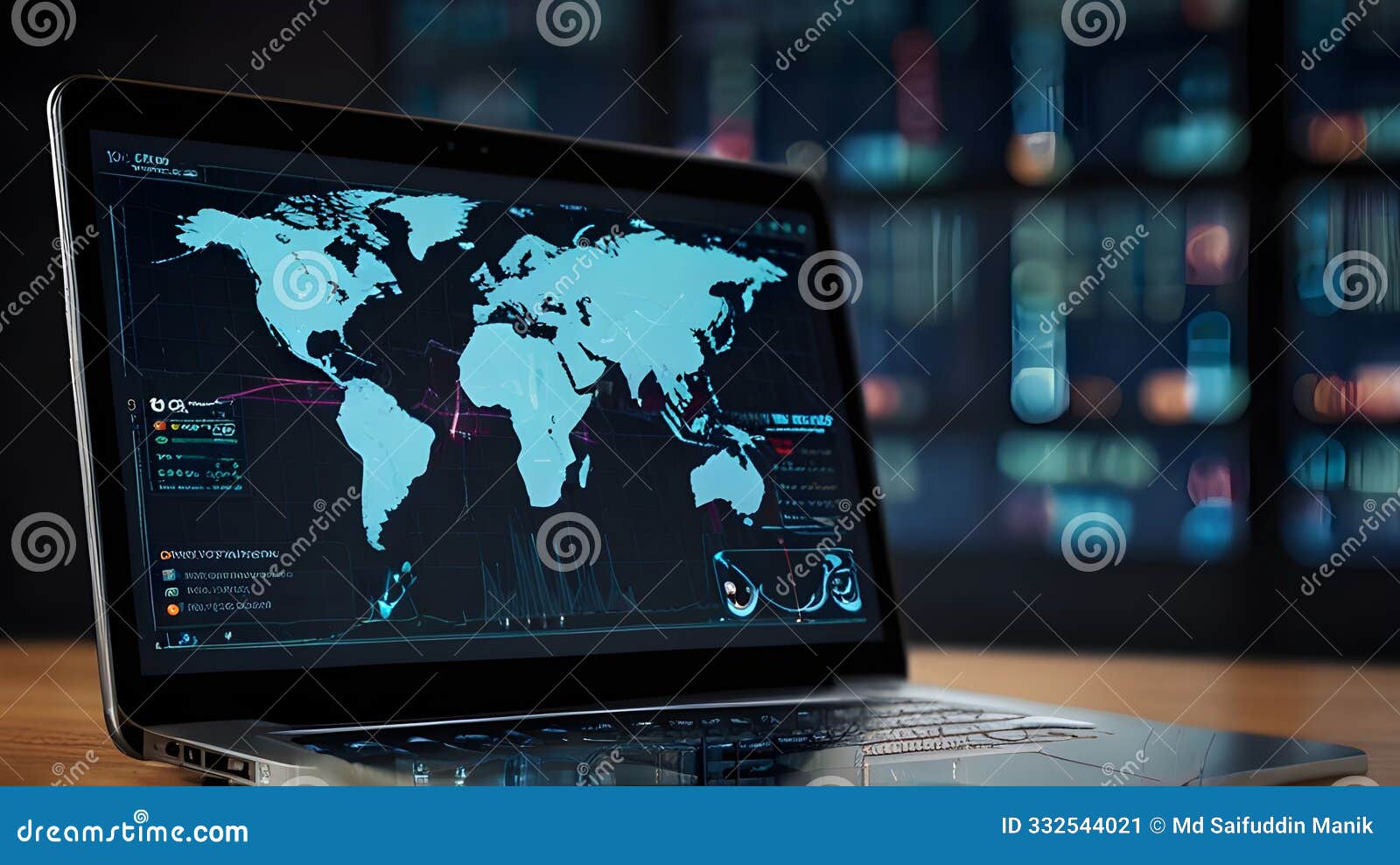 Businessman Using Laptop Computer on Innovation Technology Icons on ...