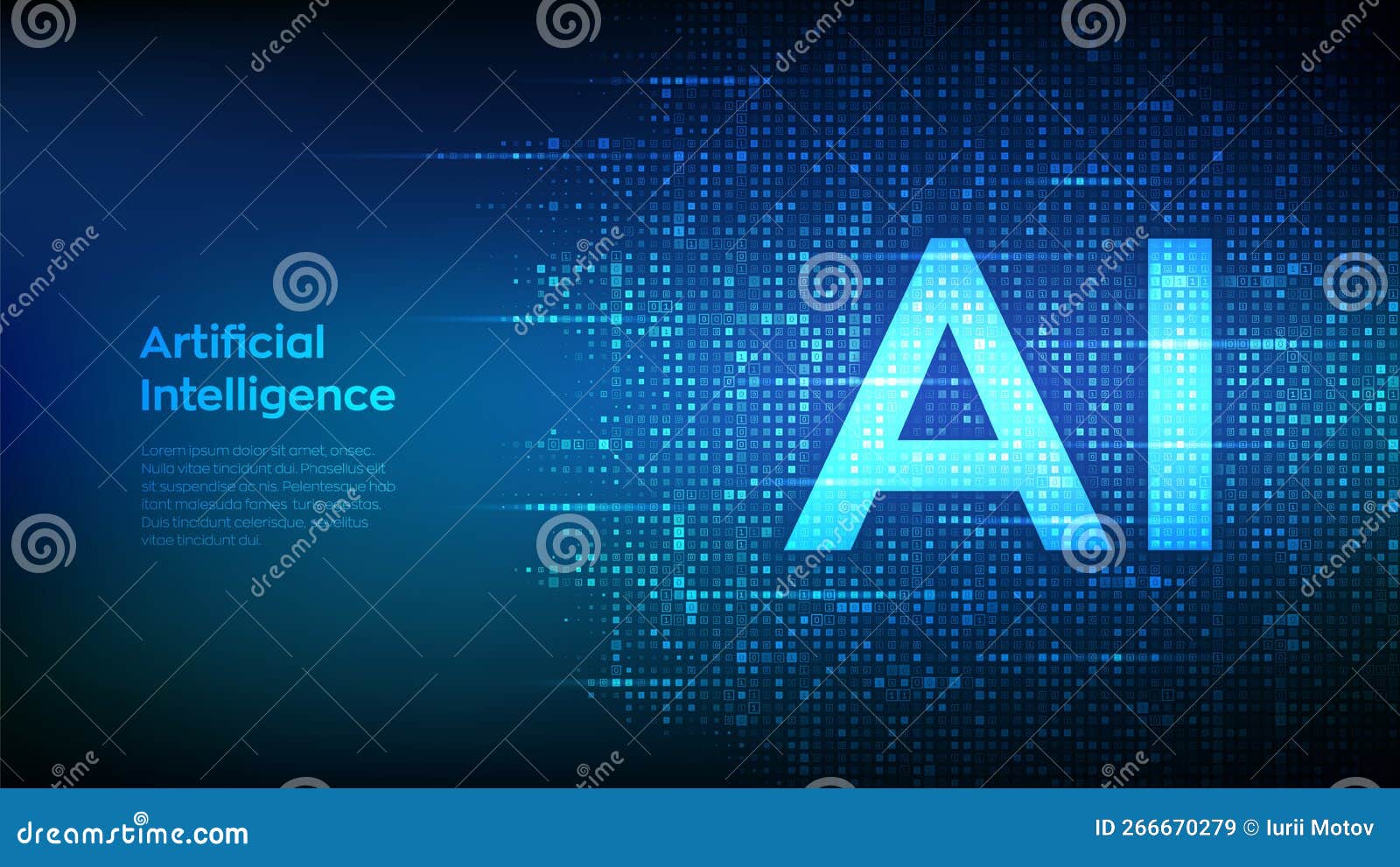 AI. Artificial Intelligence. Letters AI Made with Binary Code. Machine Learning Technology Stock ...