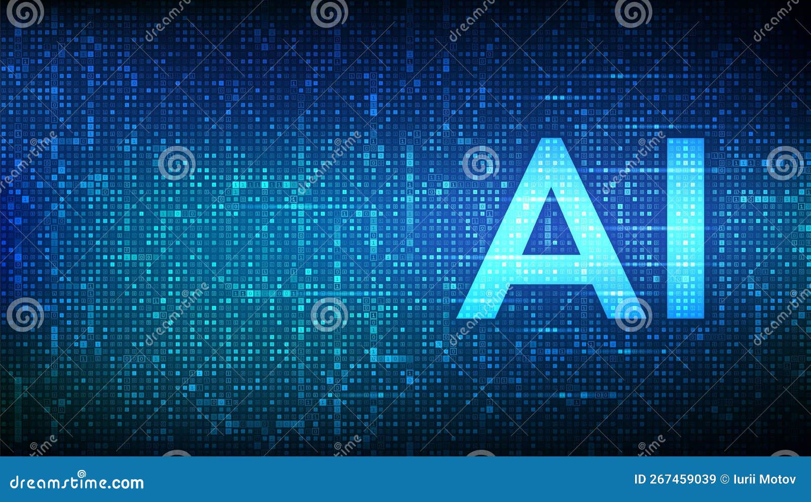 AI. Artificial Intelligence. Letters AI Made with Binary Code. Machine Learning Technology Stock ...