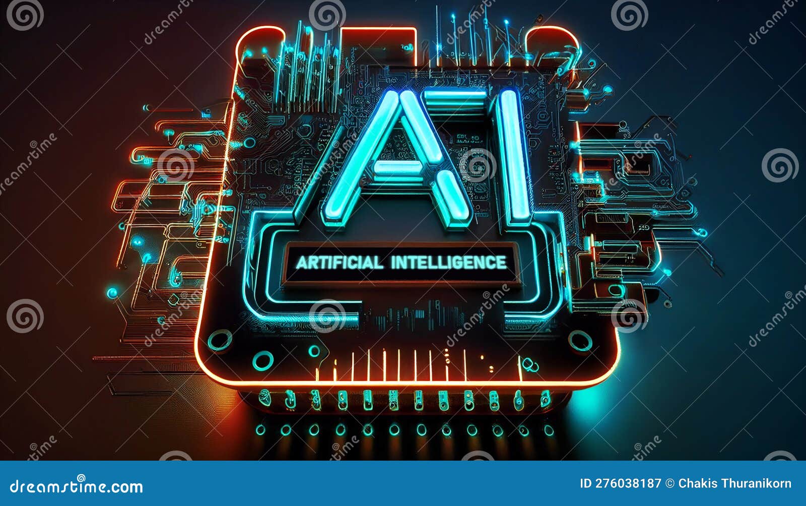 AI Artificial Intelligence Logo On Chipset Circuit Board, Generative AI ...