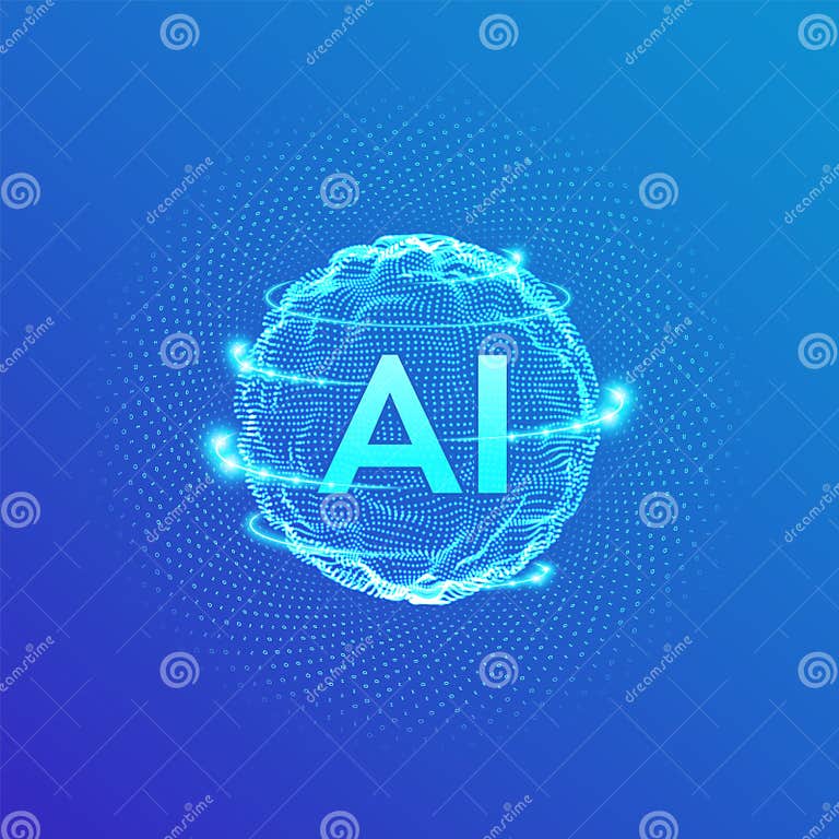 AI. Artificial Intelligence Logo. Artificial Intelligence and Machine Learning Concept. Sphere ...