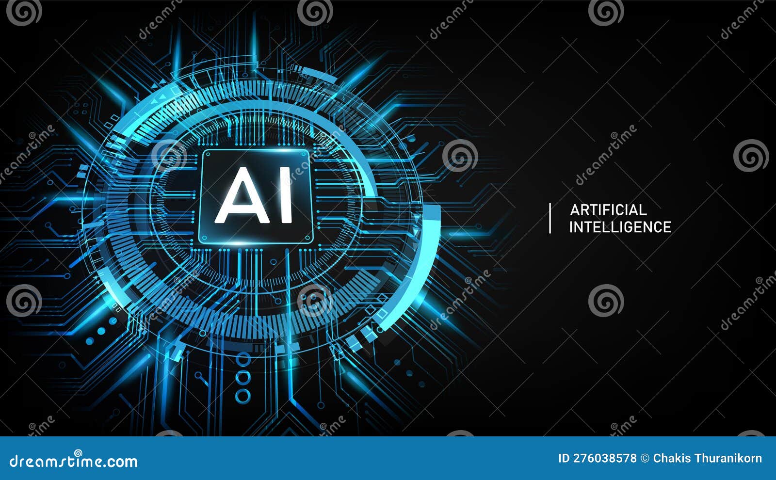 AI Artificial Intelligence Logo on Microchip Circuit Board and Copy ...