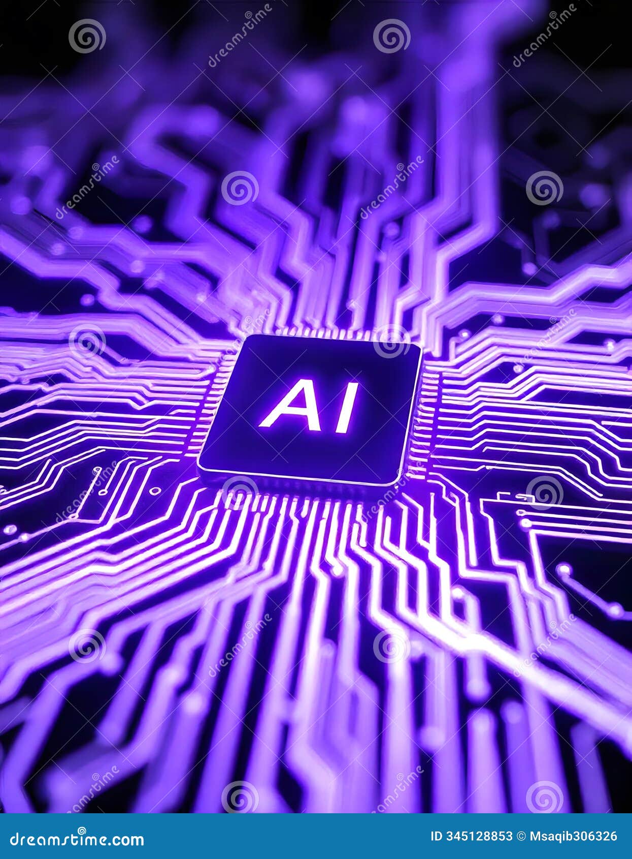 AI Artificial Intelligence, Machine Learning, Big Data Analysis, AI Microchip on Electric ...