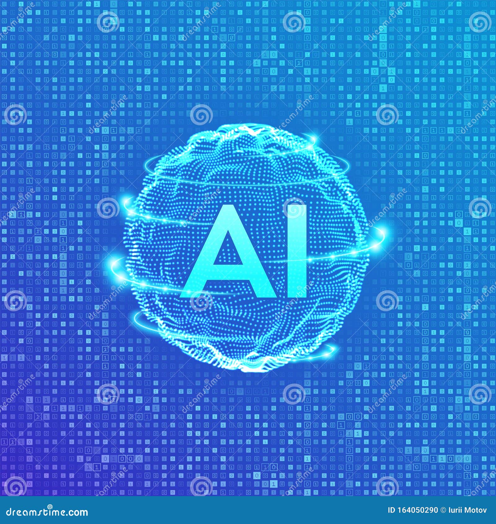 AI. Artificial Intelligence and Machine Learning Concept. Sphere Grid ...