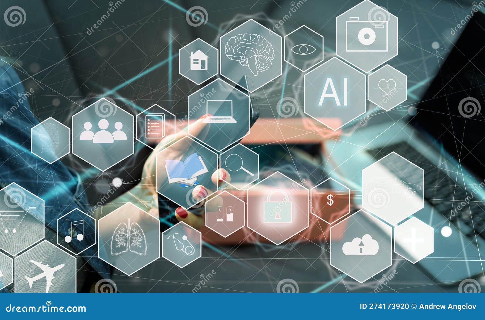 AI, Artificial Intelligence, Machine Learning, Neural Networks and Modern Technologies Concepts ...