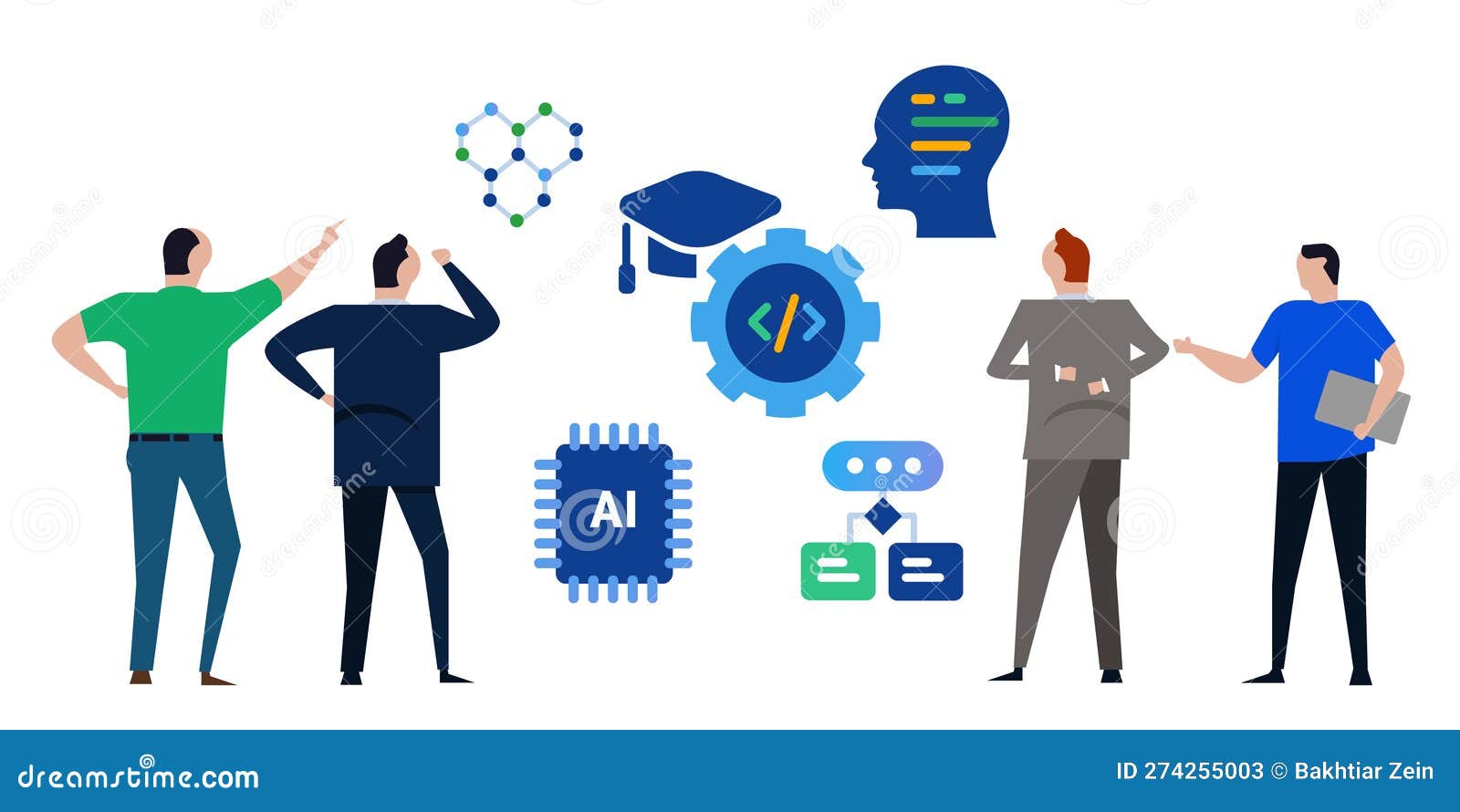 AI Artificial Intelligence People Discuss Concept of Machine Learning ...