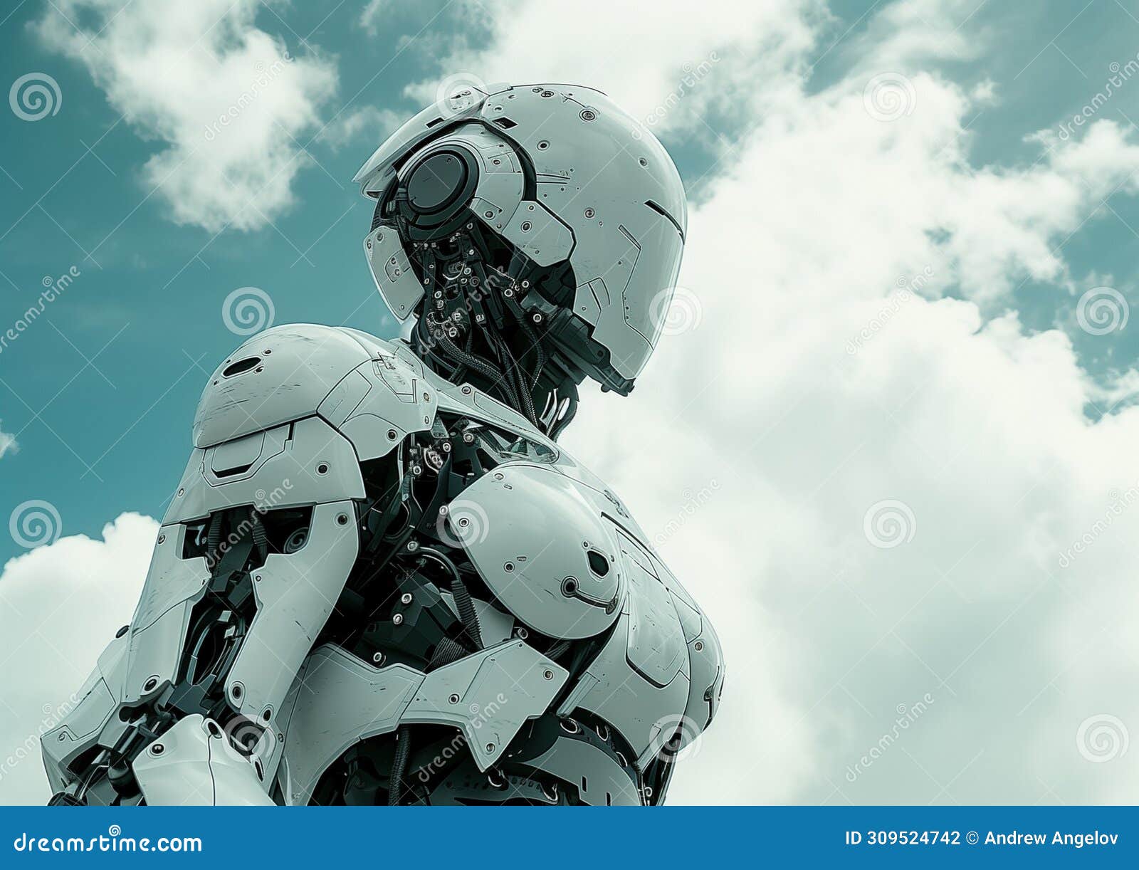 AI Artificial Intelligence Robot Head with Digital Graphic Brain Engine ...