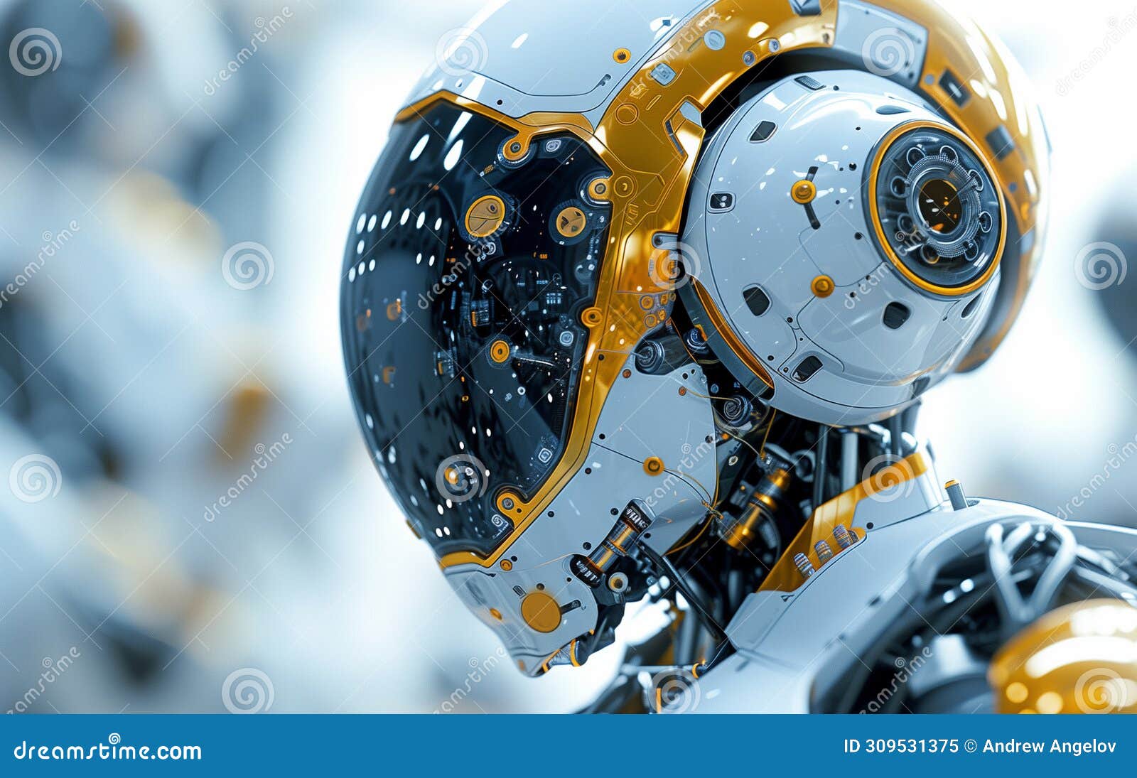 AI Artificial Intelligence Robot Head with Digital Graphic Brain Engine ...