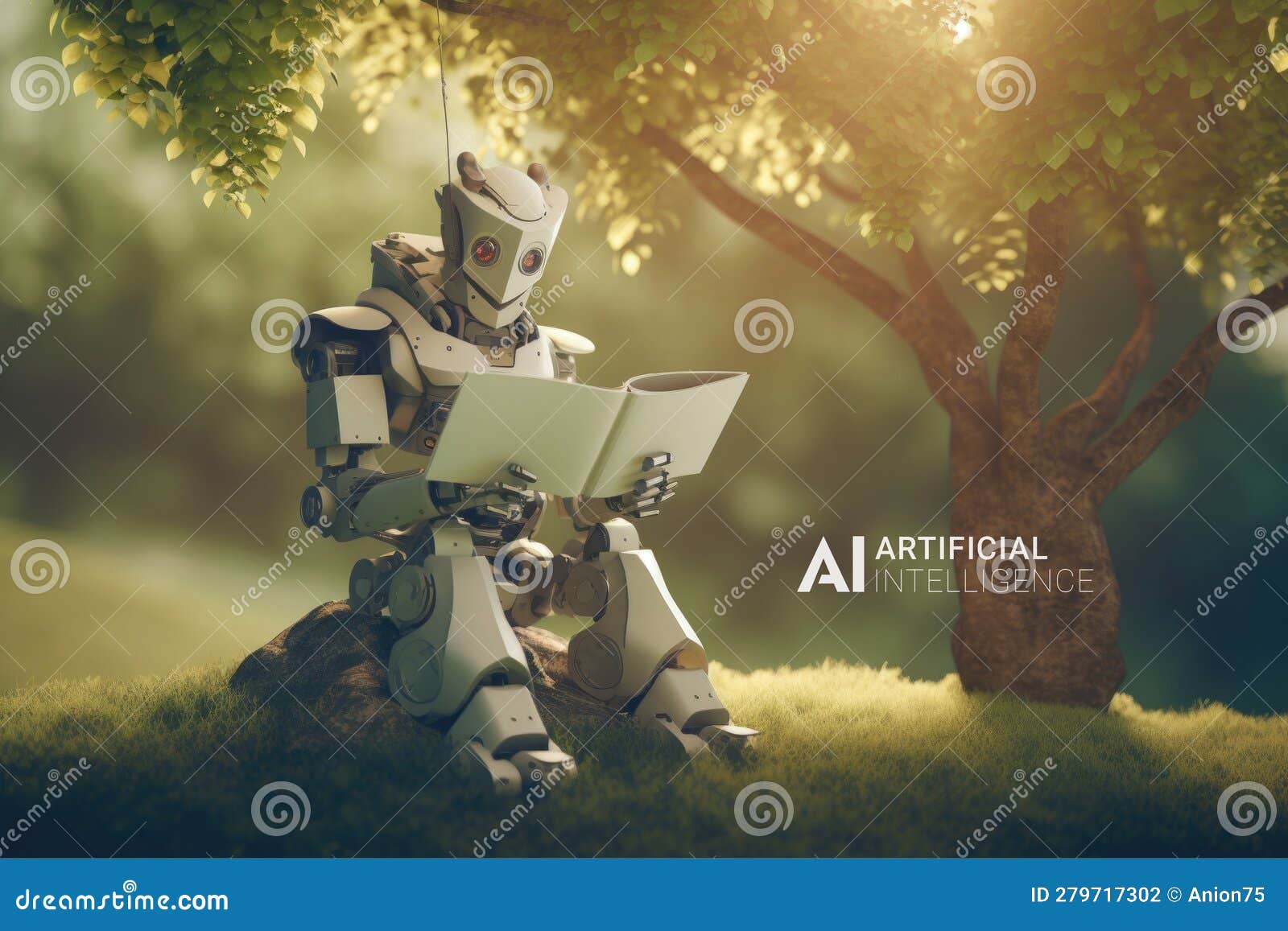AI, Artificial Intelligence, Robot Reading a Book, Generative AI Stock ...