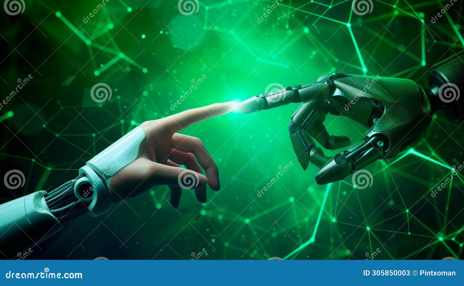 AI Artificial Intelligence. Robotic Hands and Human Hand.. Innovation ...