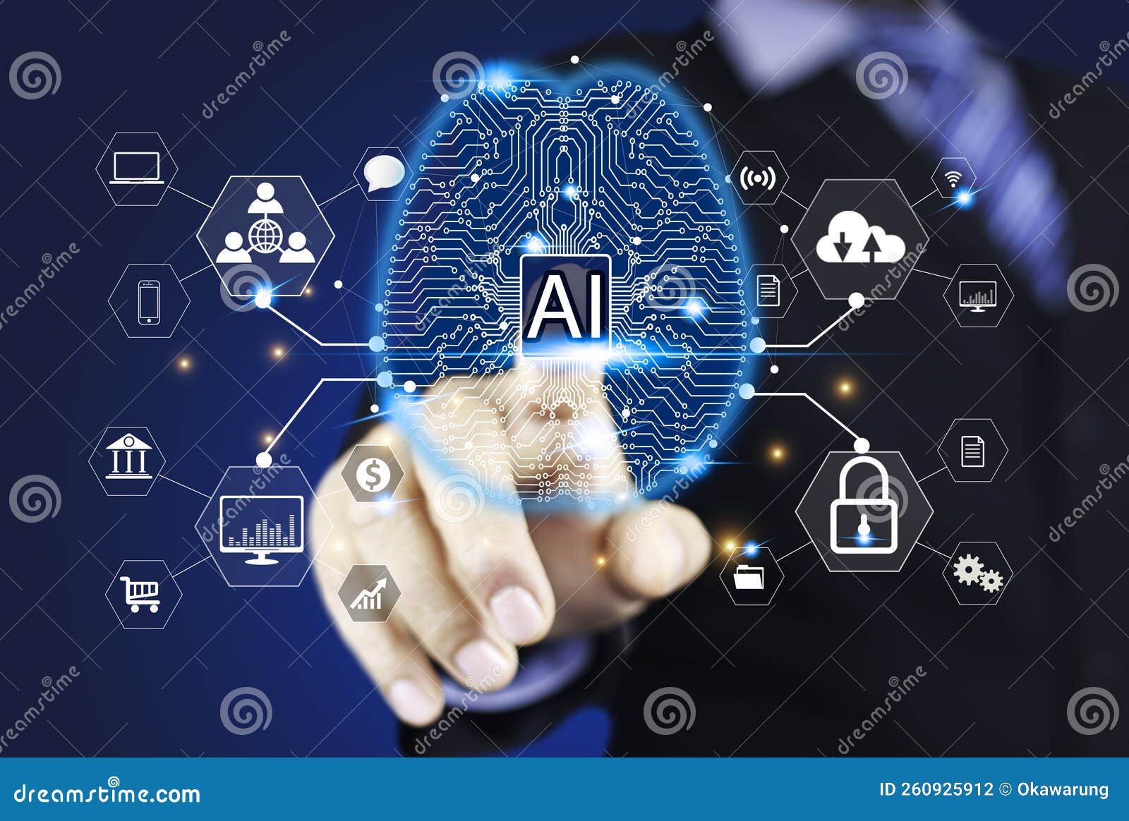 AI Artificial Intelligence Technology Networks Connecting Wireless ...