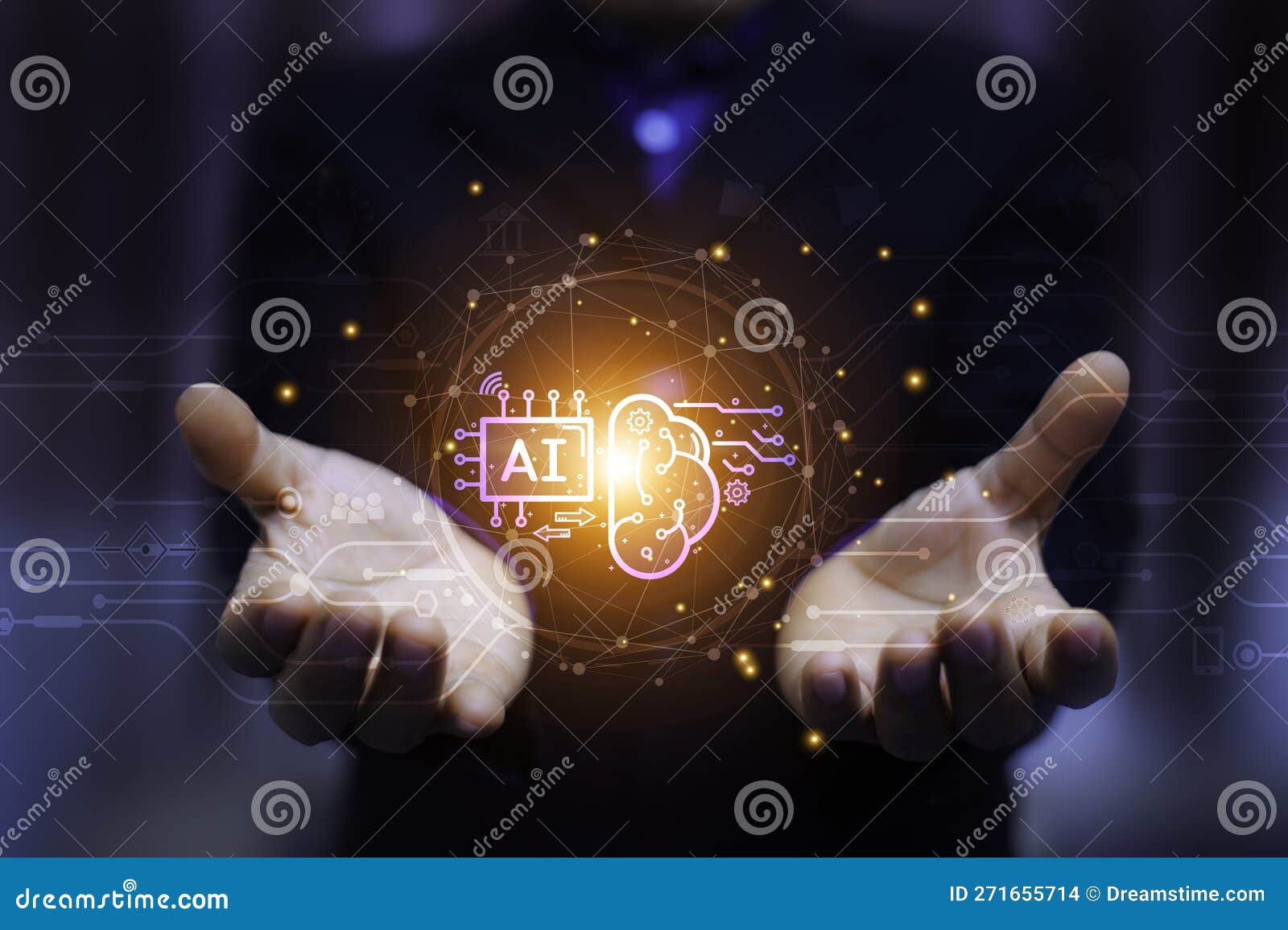 AI (Artificial Intelligence) Technology Connecting Wireless Devices. AI ...