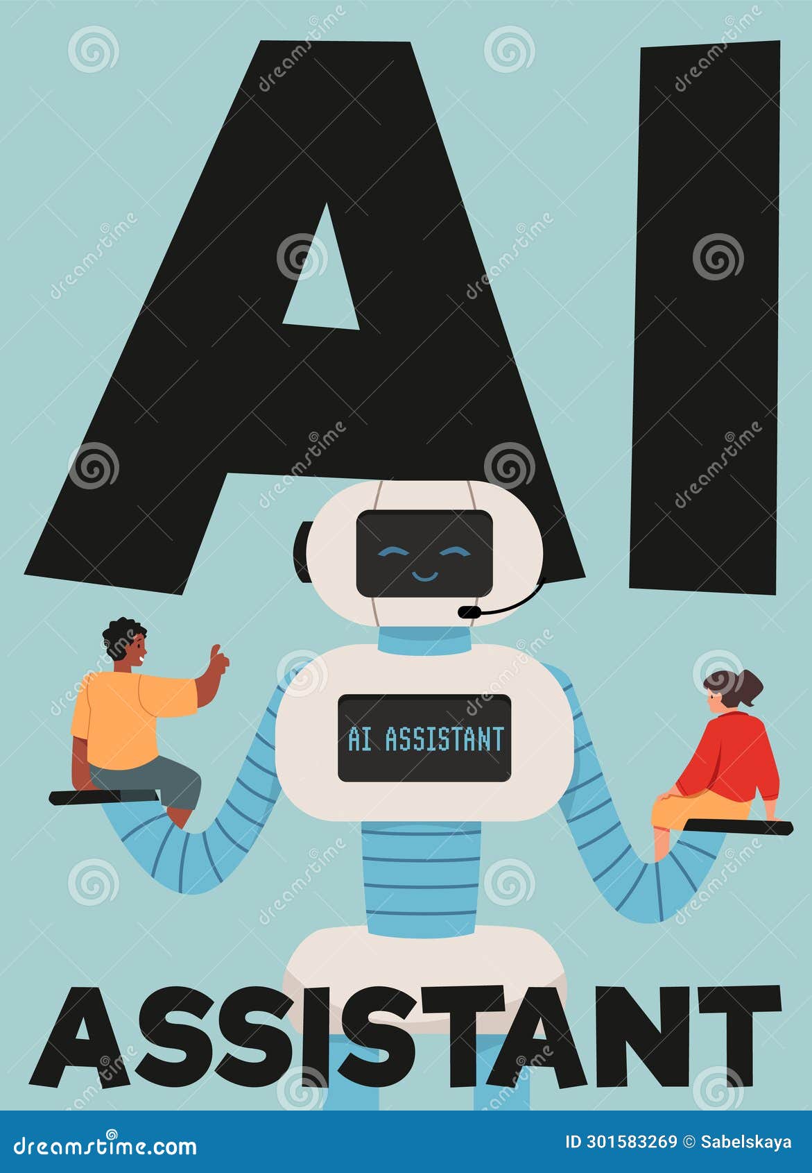 AI Artificial Intelligence Virtual Assistant Banner, Vector ...
