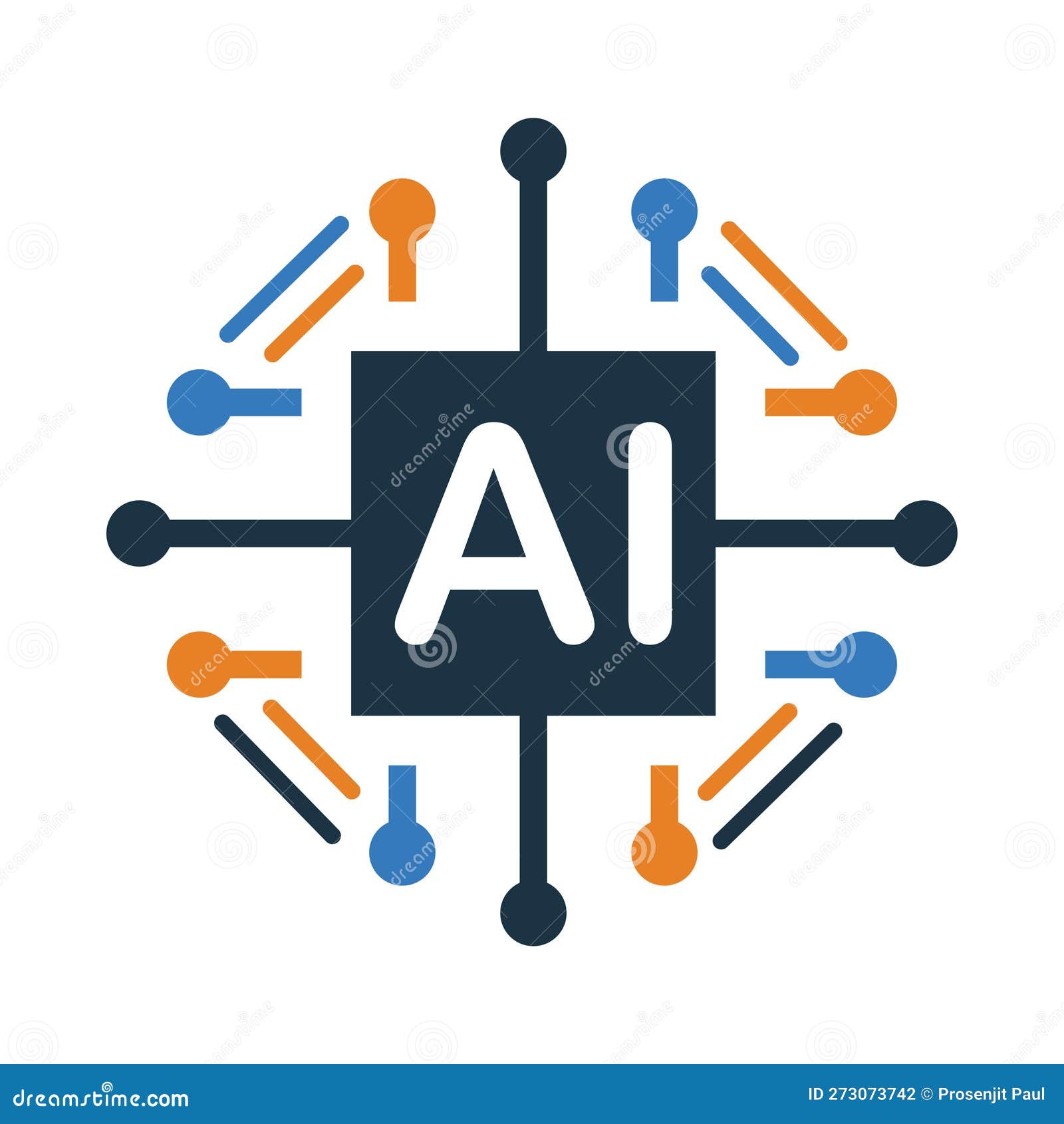 AI, Artificial Intelligent, Circuit, Artificial Intelligent Technology Icon Stock Vector ...