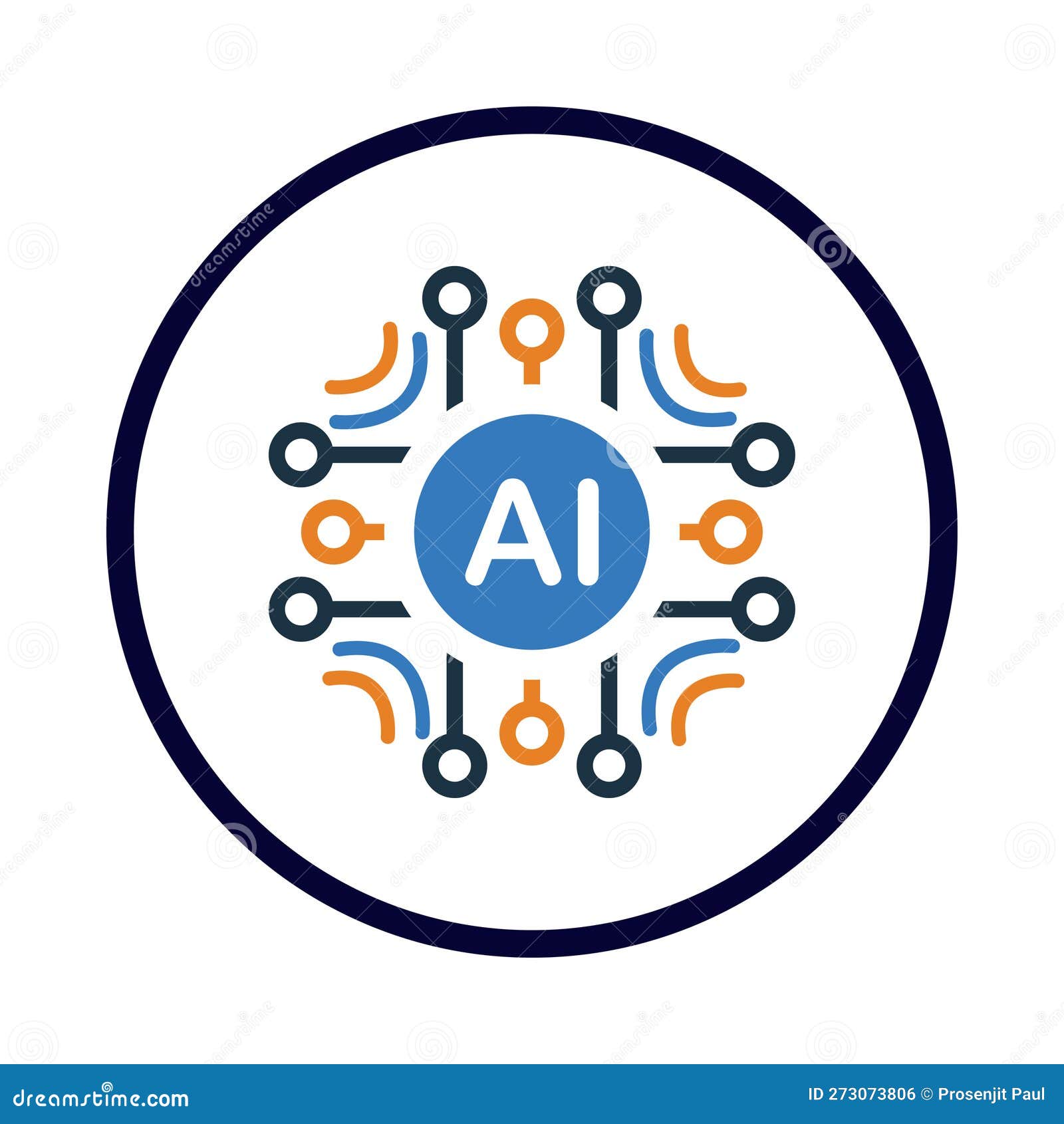 AI, Artificial Intelligent, Circuit, Artificial Intelligent Technology Icon Stock Vector ...