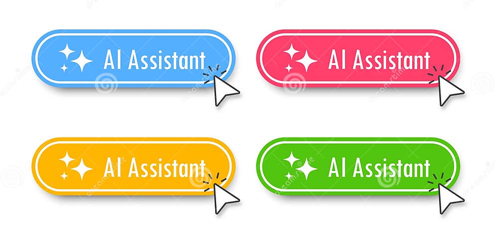 AI Assistant Button. a Set of Buttons with AI Assistant Symbols Stock ...