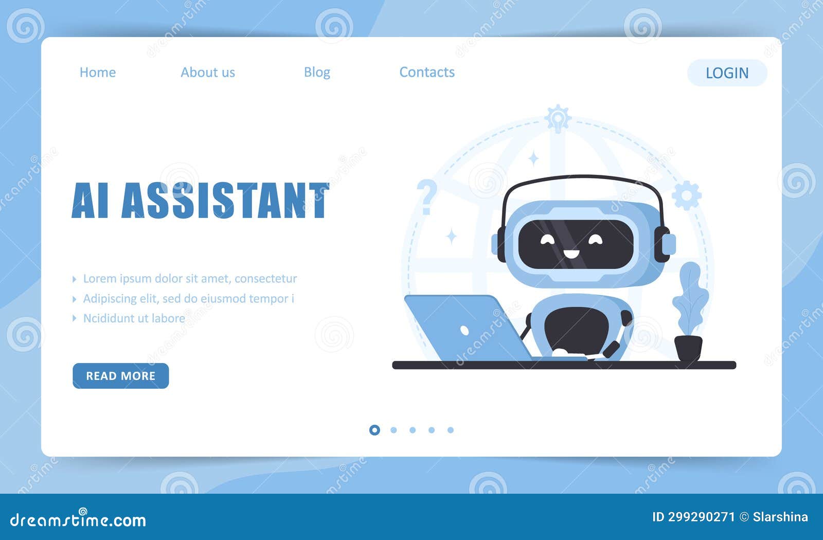 AI Assistant. Landing Page Template. Chatbot Service. Online Customer ...