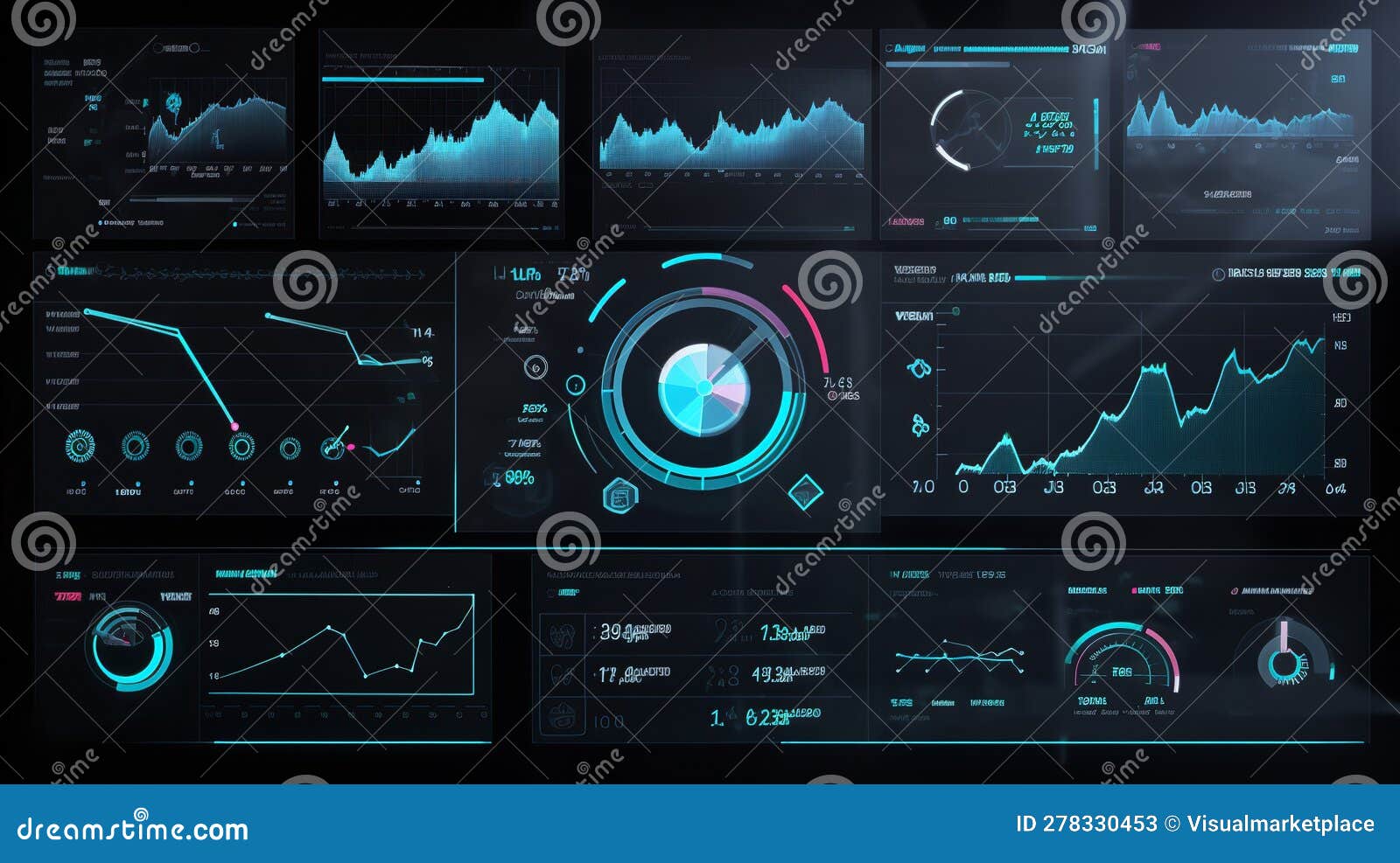 AI Assisted Real Time Data Analytics Stock Illustration - Illustration of analytics, dashboard ...