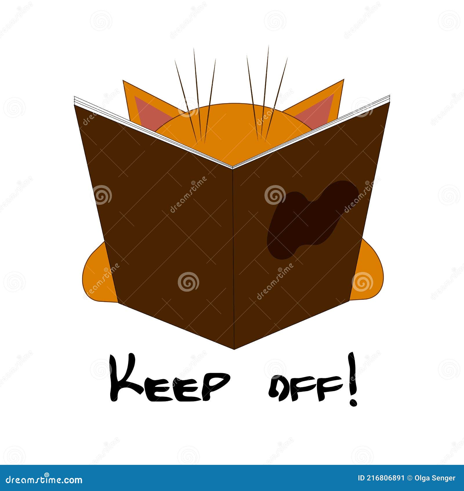 Keep Off Sign, a Reading Kitty, Smart Red Cat Reading a Big Book, Busy ...