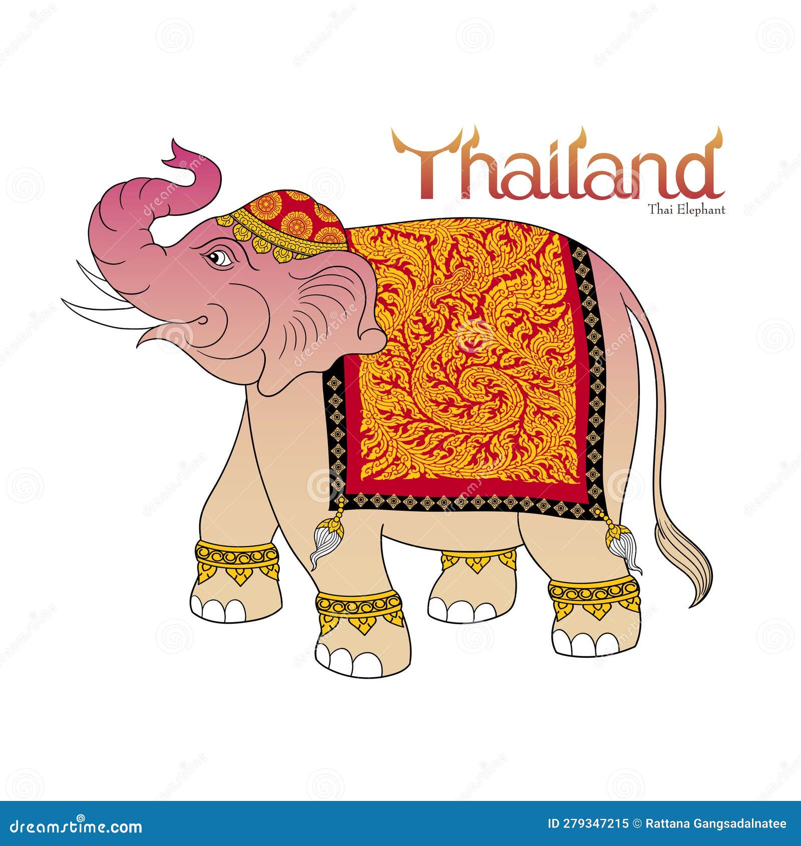 The Thai Elephant Art Painting is a Beautiful Vector Illustration Stock ...