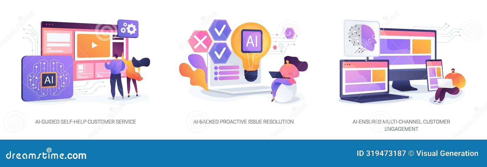AI-Backed Customer Service Abstract Concept Vector Illustrations. Stock ...