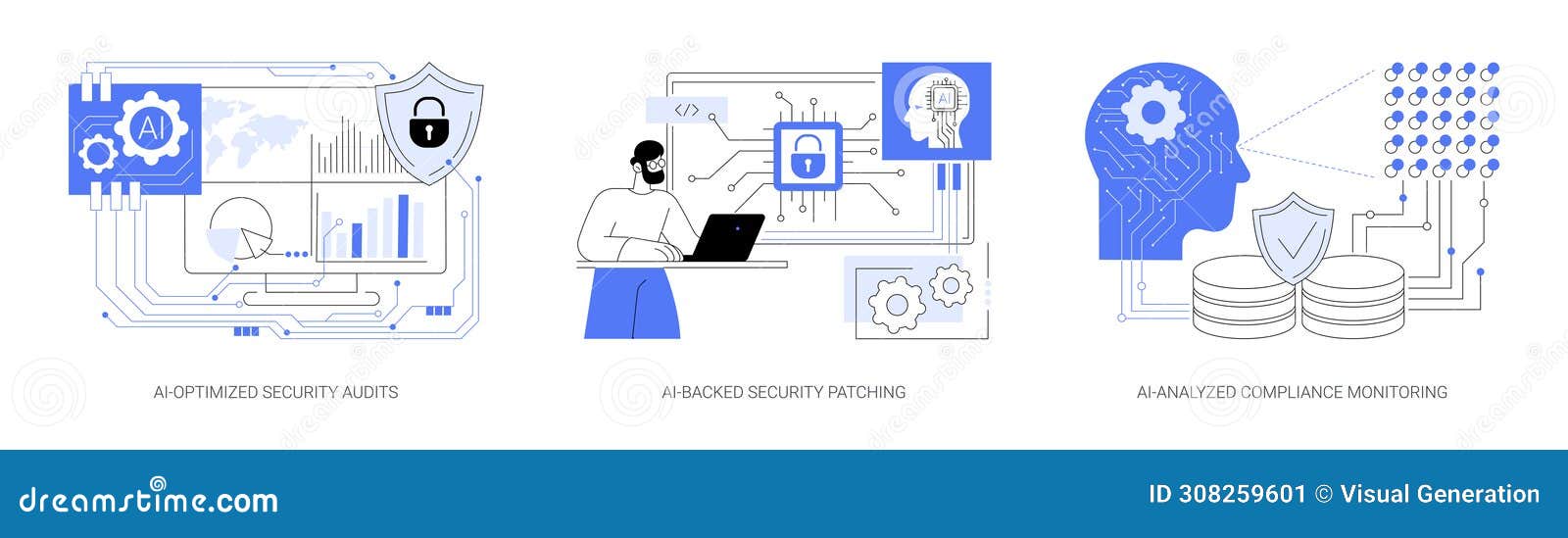 AI-Backed Cybersecurity Abstract Concept Vector Illustrations. Stock ...