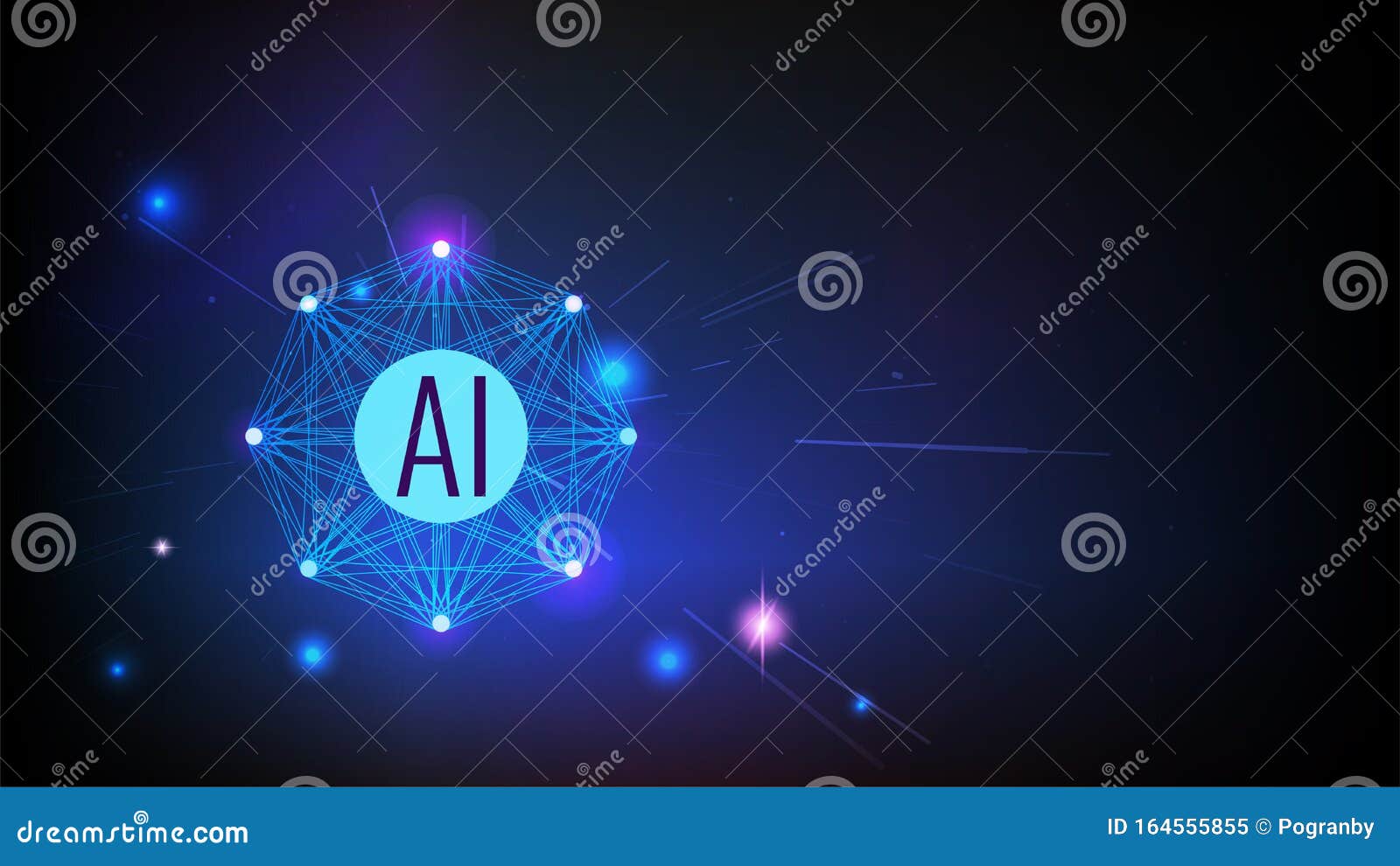 AI Background. Artificial Intelligence Logo on Dark Blue Backdrop Stock ...