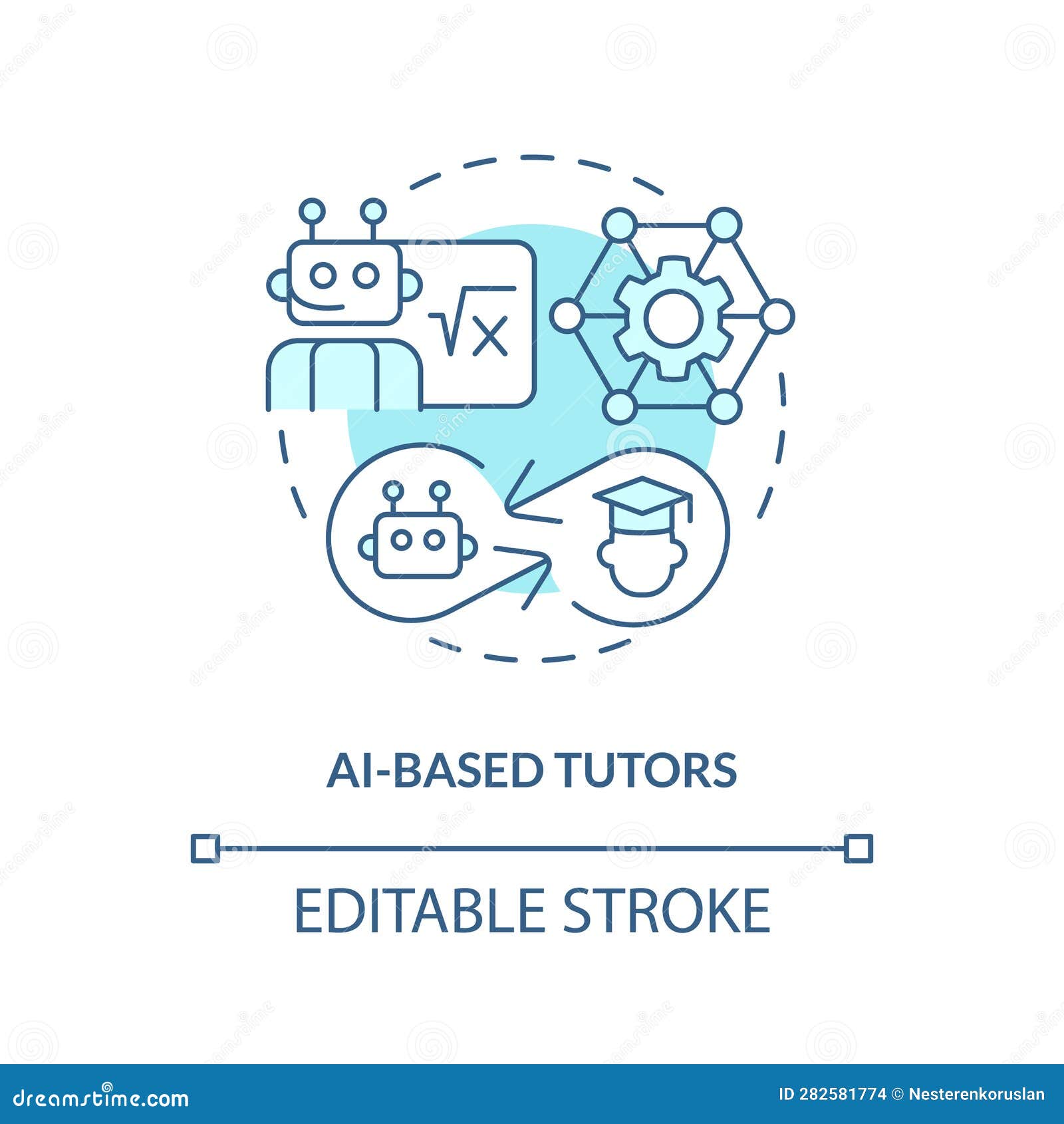 AI-based Tutors Concept Editable Icon Stock Vector - Illustration of ...
