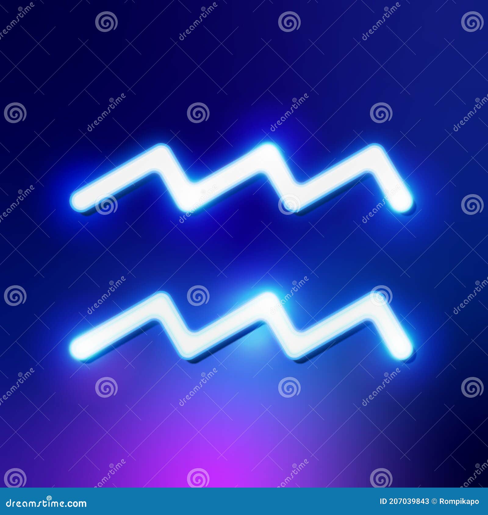 Neon Astrological Aquarius Horoscope Zodiac Sign Icon Stock Vector ...