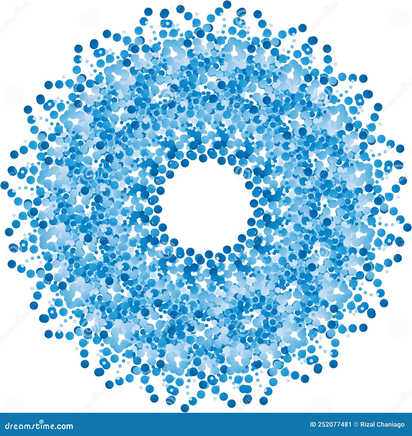 Gradient Blue Dots in Circle Pattern with White Background Stock ...